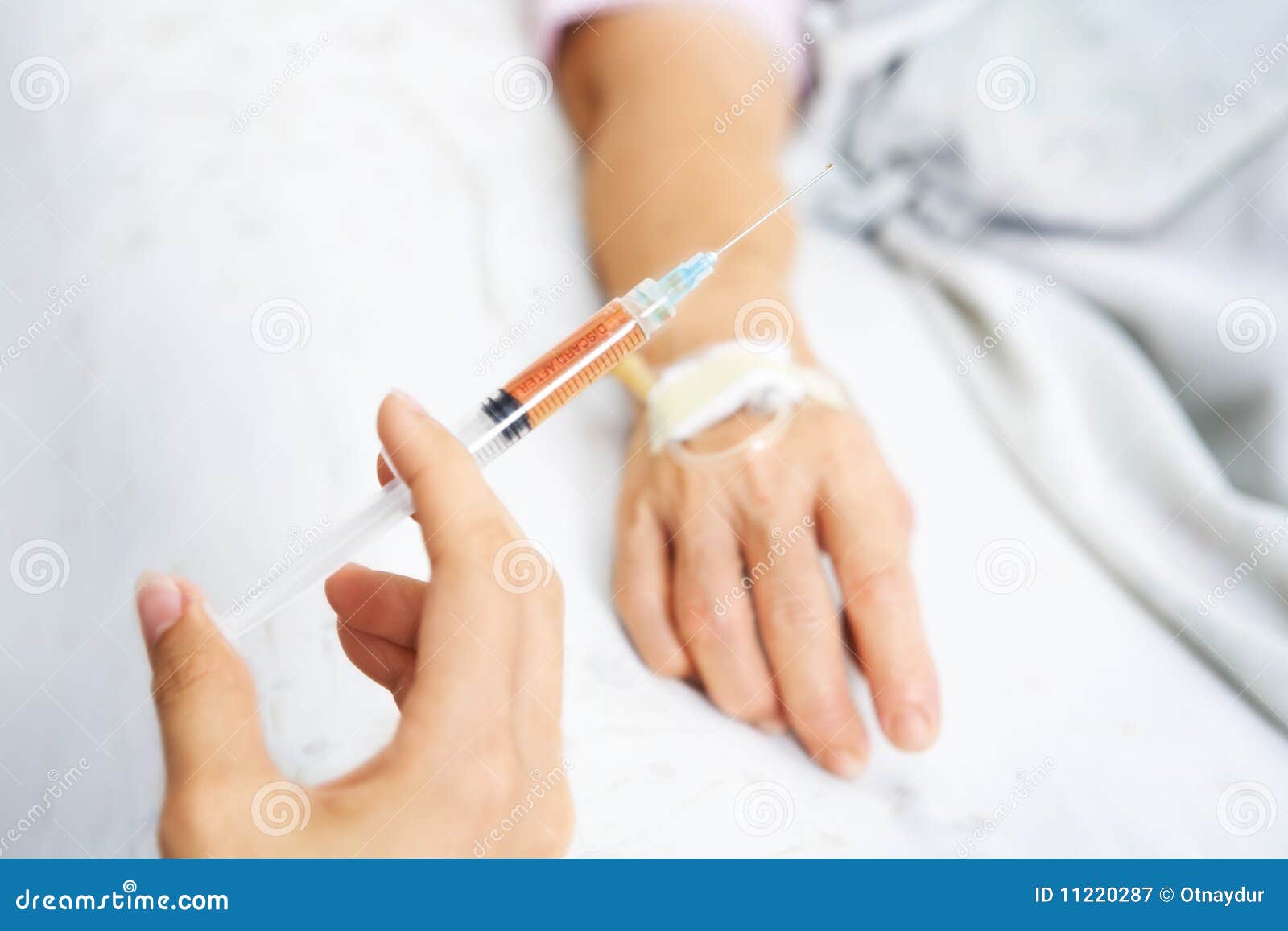 Hand Holding Injection with Patient Stock Image - Image of patient ...