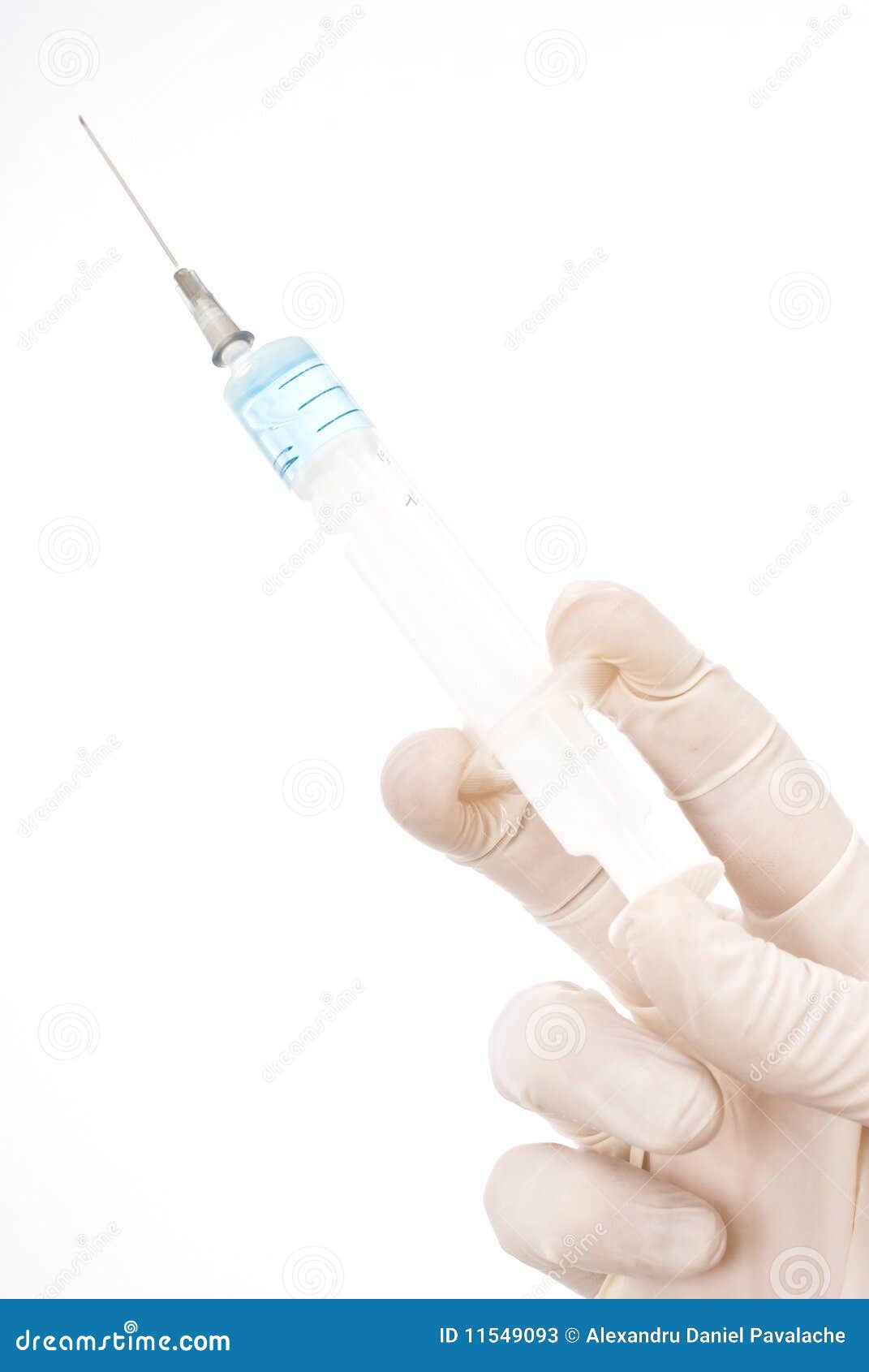 Hand Holding Injection On White Background With Bl Stock Image - Image ...