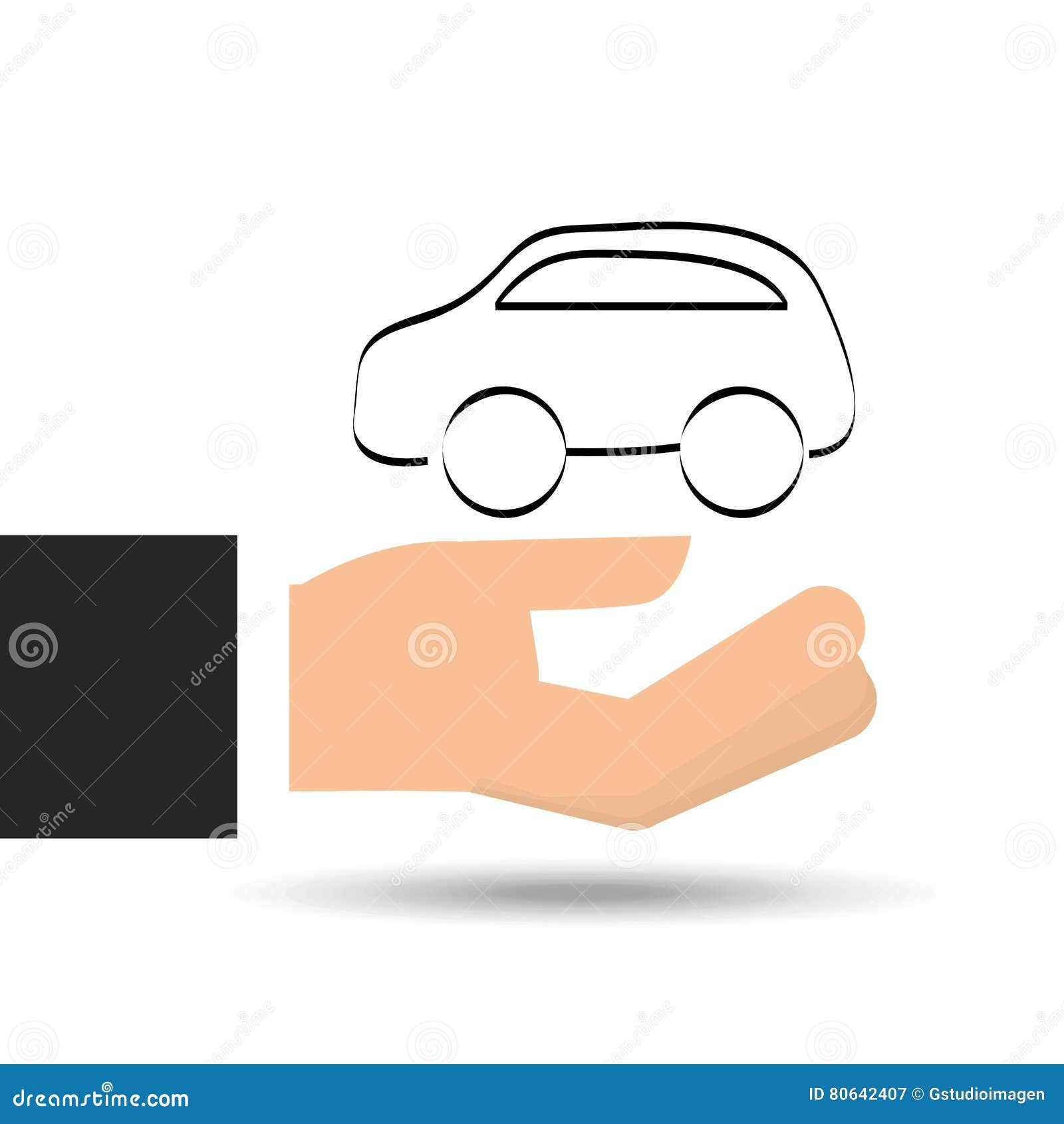Hand Holding Insurance Car Silhouette Stock Vector - Illustration of ...