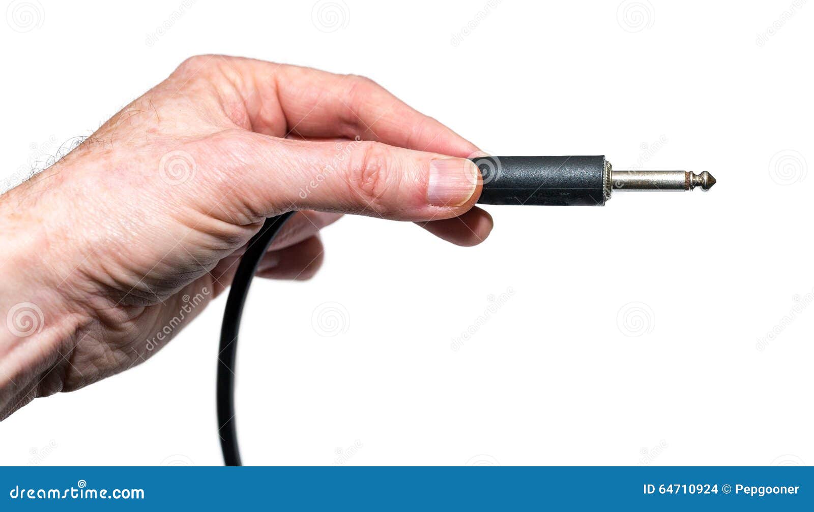 Hand Holding Jack Cable for Guitar or Recording Studio. Stock Photo ...