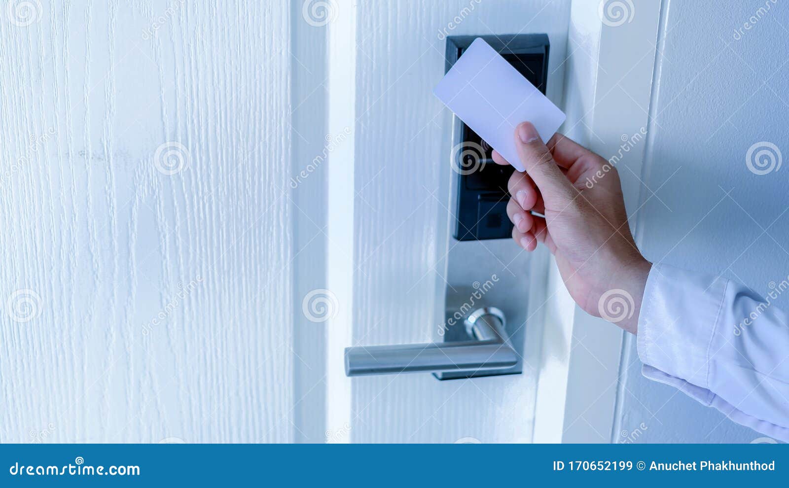 Hand Holding Key Card Using Electronic Card for Access Hotel Room Stock ...