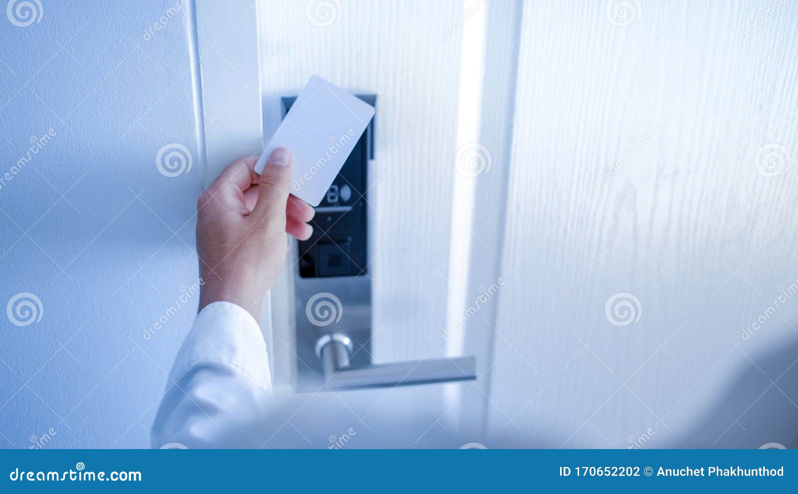 Hand Holding Key Card Using Electronic Card for Access Hotel Room Stock ...