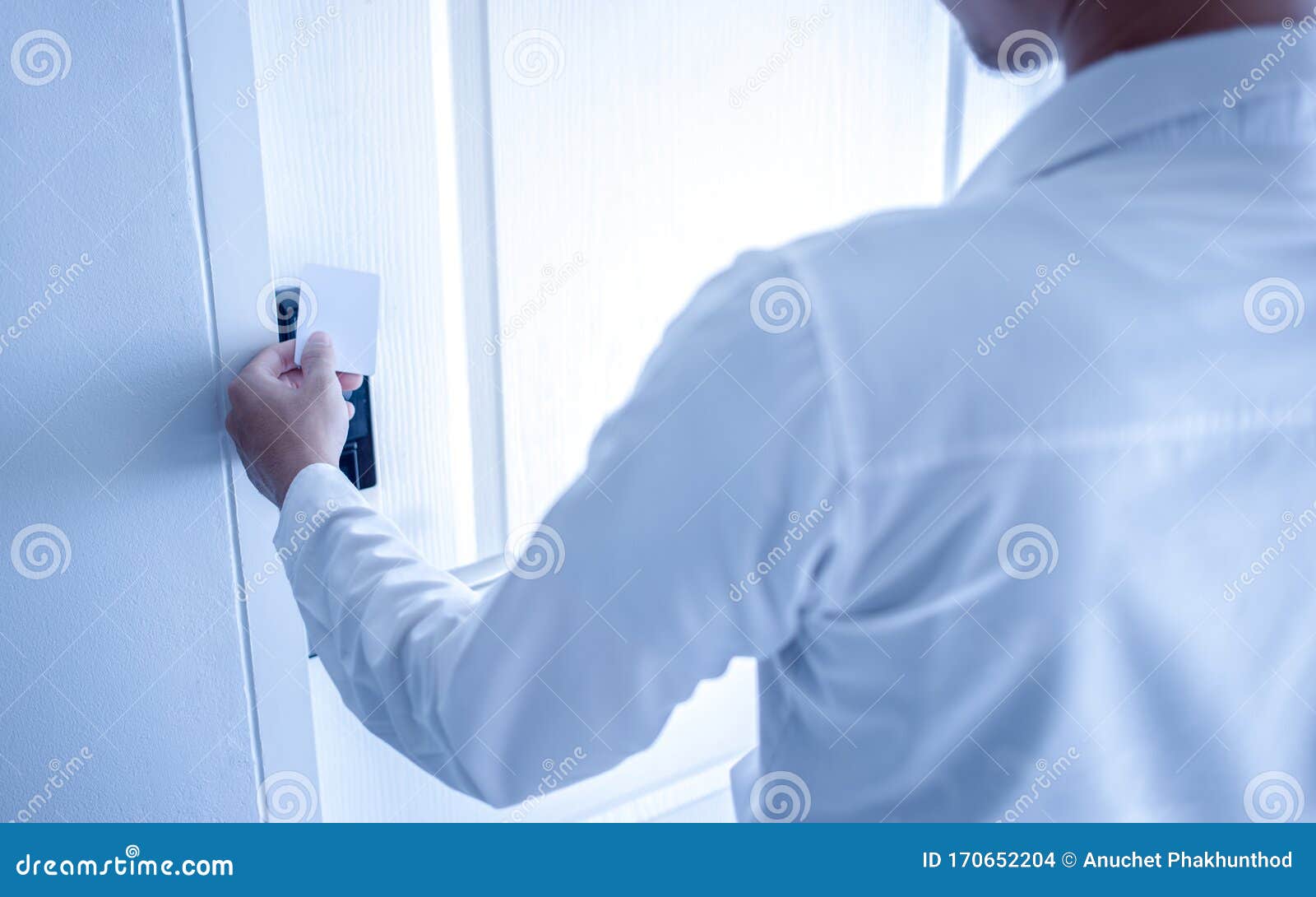 Hand Holding Key Card Using Electronic Card for Access Hotel Room Stock ...