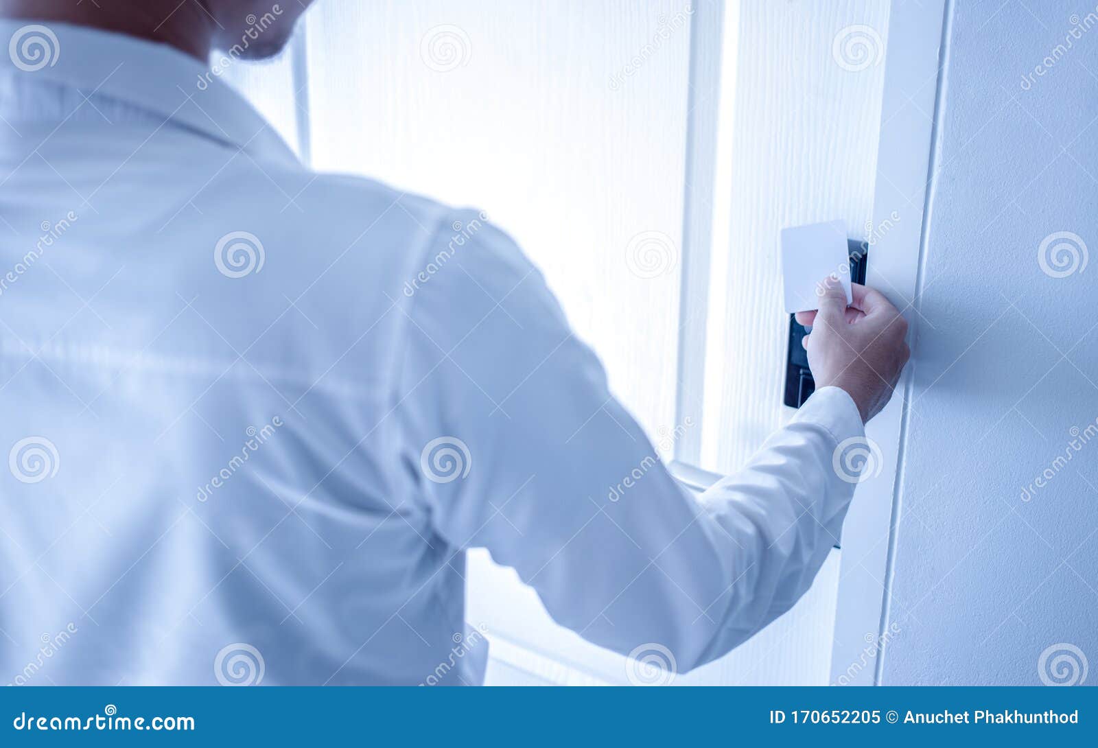 Hand Holding Key Card Using Electronic Card for Access Hotel Room Stock ...