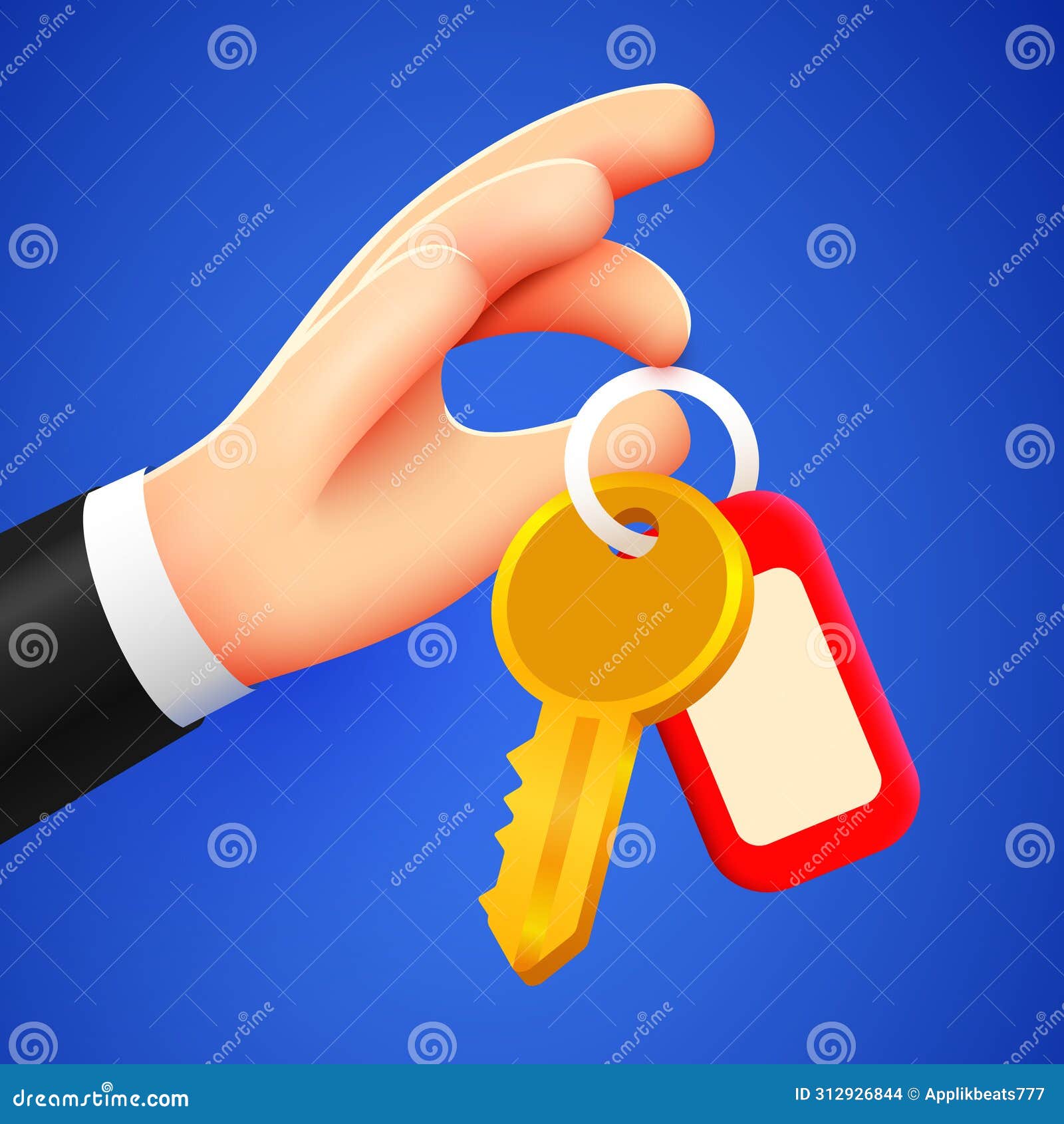 Hand Holding a Key. 3D Cartoon Style Stock Vector - Illustration of ...