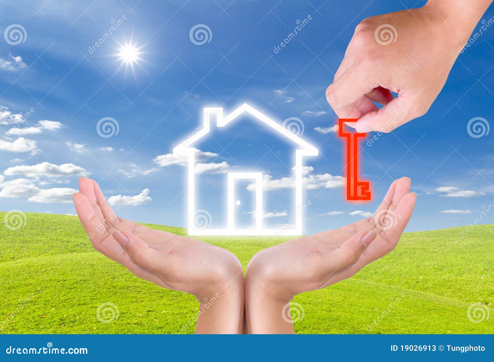 Hand Holding Key for House Icon Stock Image - Image of human, hand ...