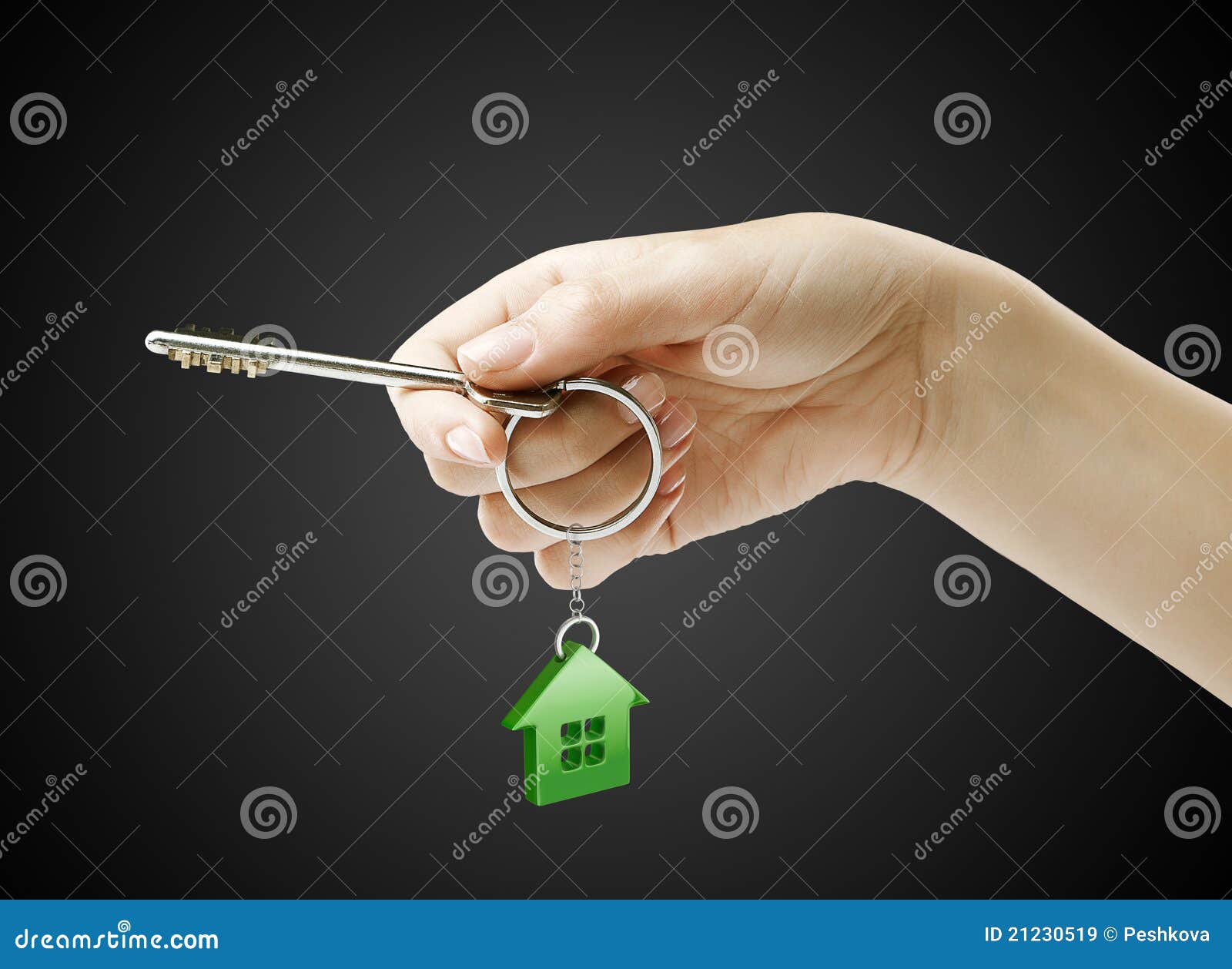 Hand Holding Key with a Keychain Stock Image - Image of investment ...