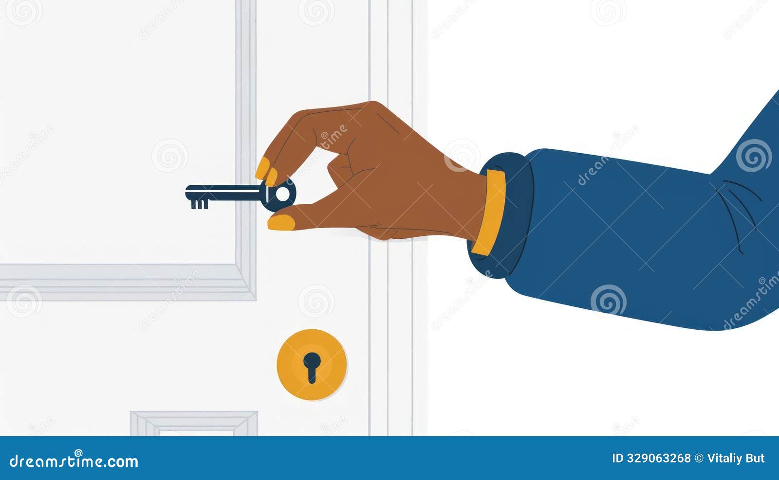 Hand Holding a Key with the Keyhole Visible in the Background ...