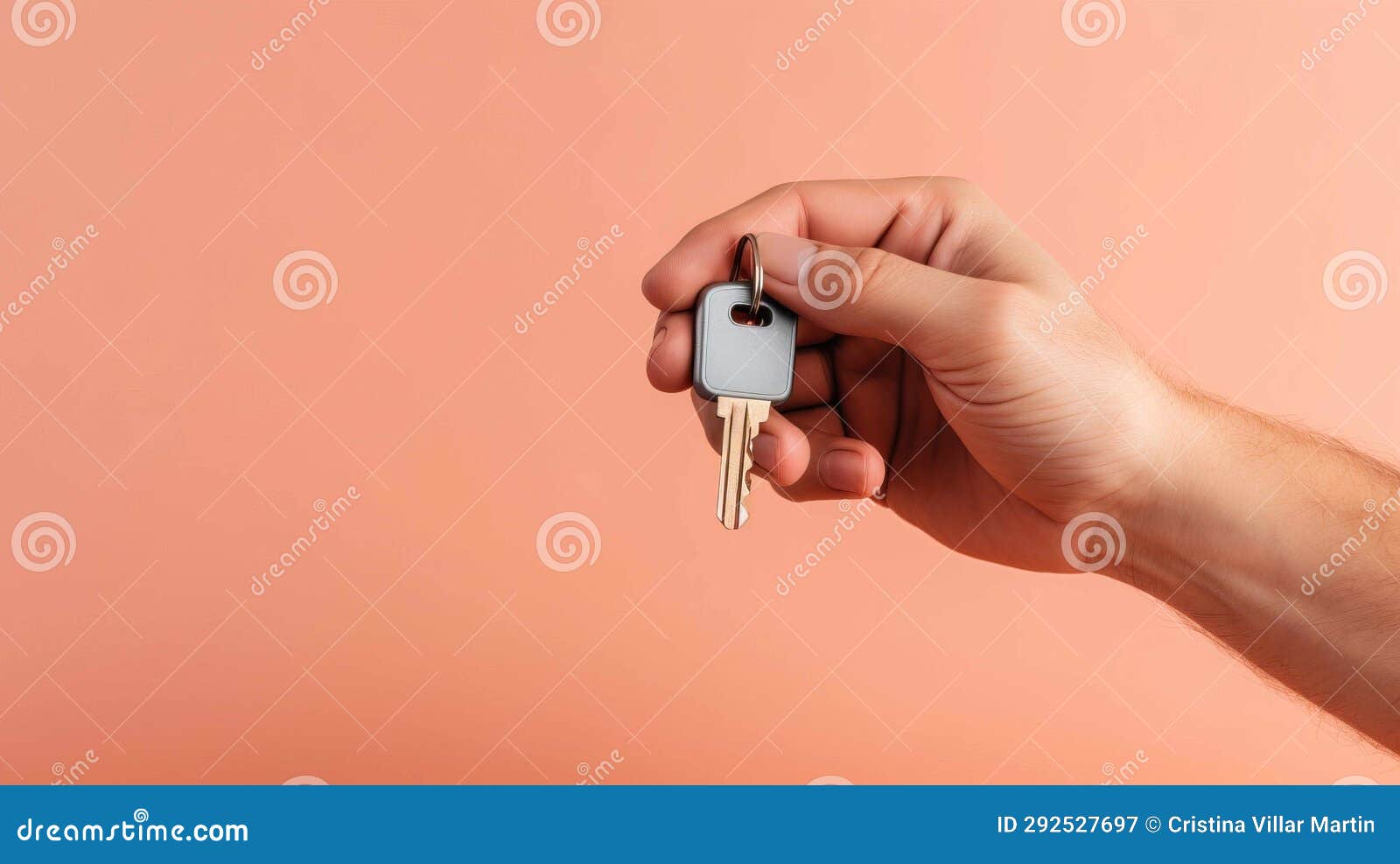 Hand Holding a Key Over Pastel Orange Background. Stock Illustration ...