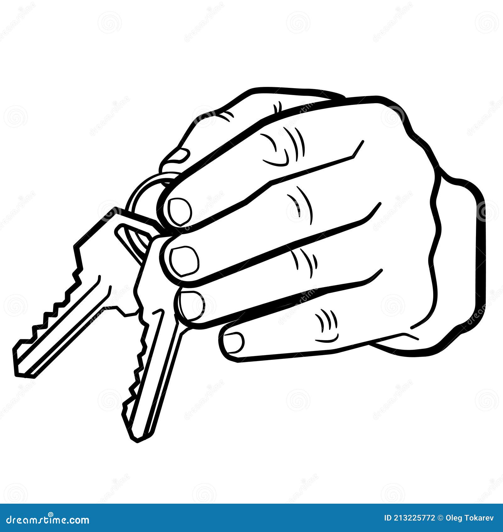 Hand holding the keys stock vector. Illustration of outline - 213225772