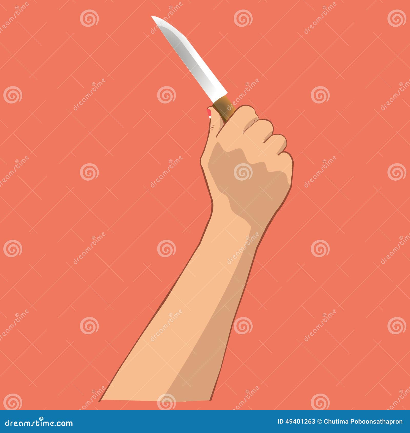 Hand Holding Kitchen Knife. Stock Illustration - Illustration of knife ...