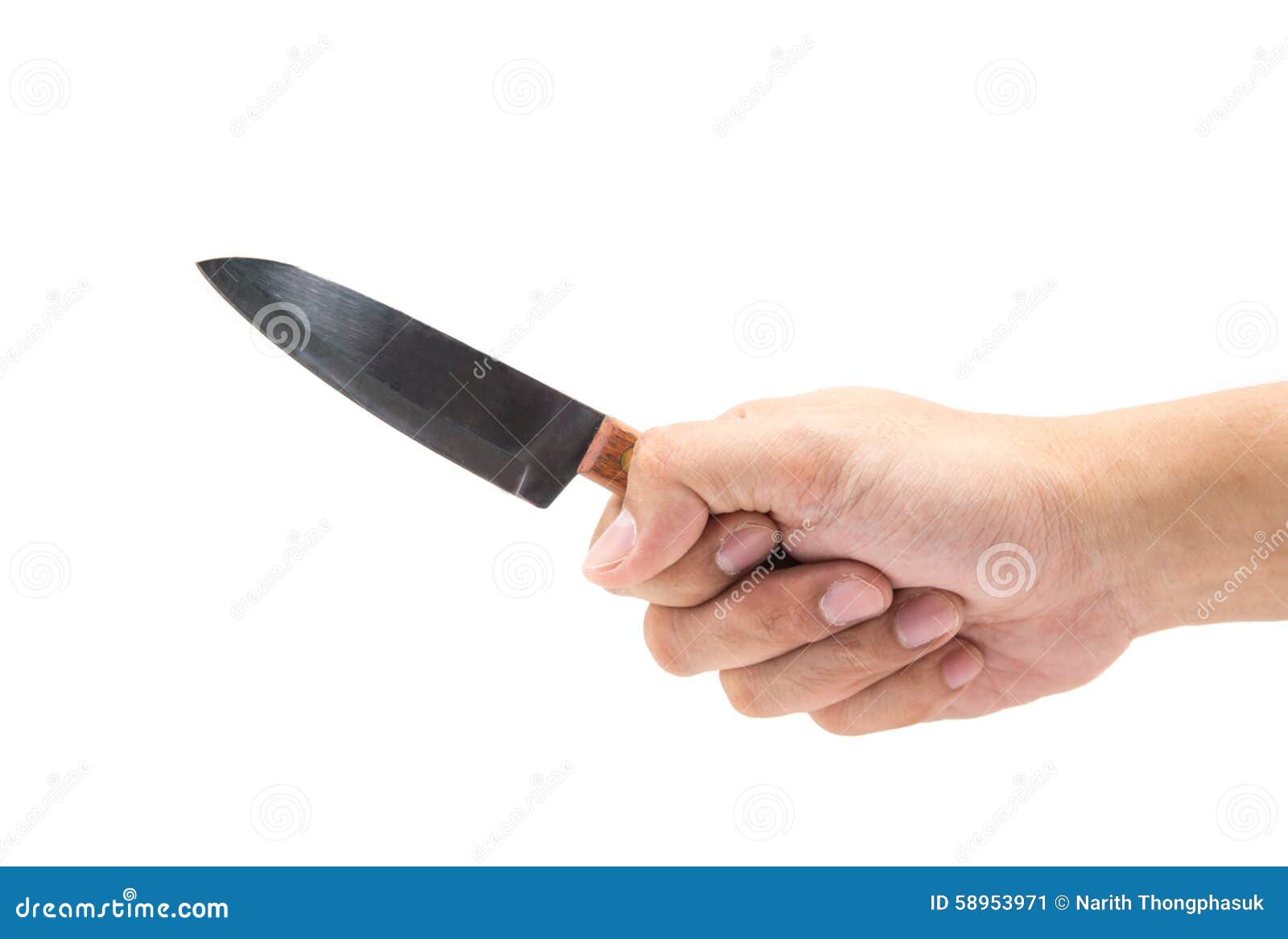 Hand Holding Knife on White Background Stock Image - Image of chef ...