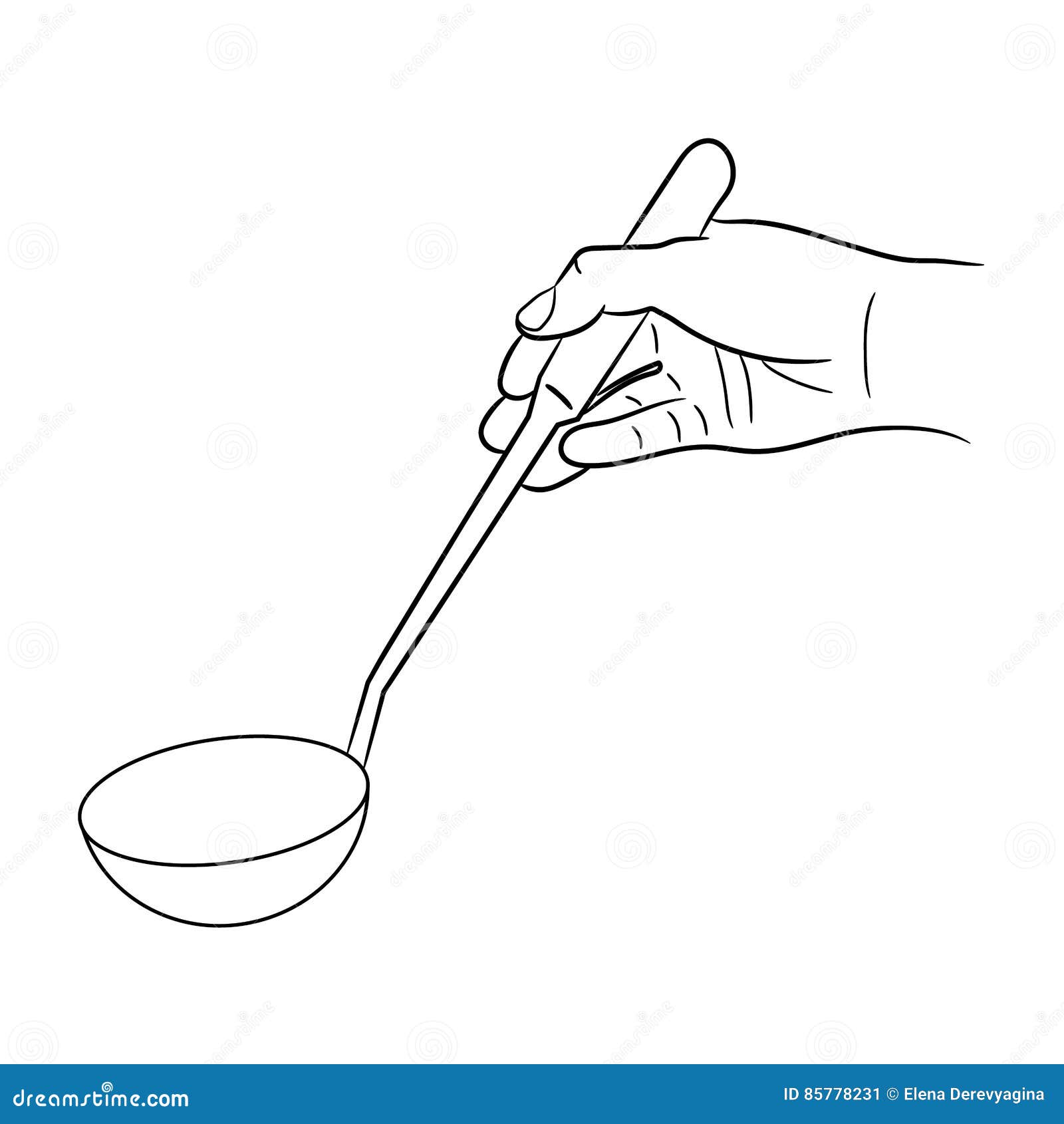 Hand Holding a Ladle Illustrations Stock Illustration - Illustration of ...