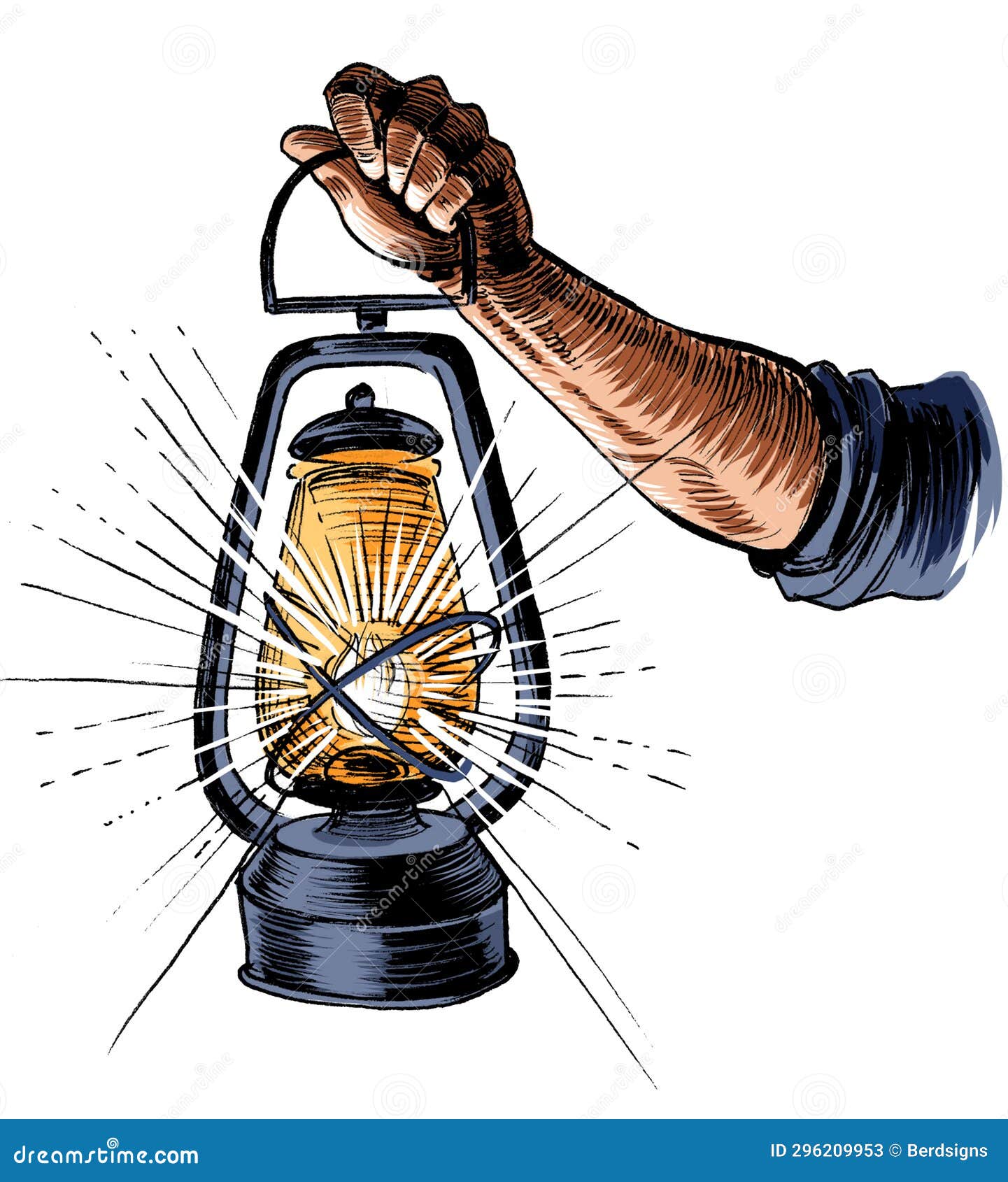 Hand holding a lantern stock illustration. Illustration of lantern ...