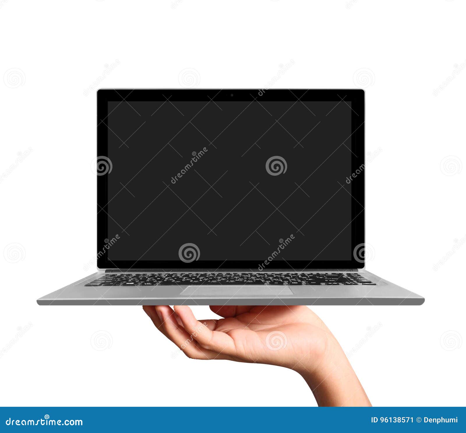 Hand holding a laptop stock image. Image of hand, keyboard - 96138571