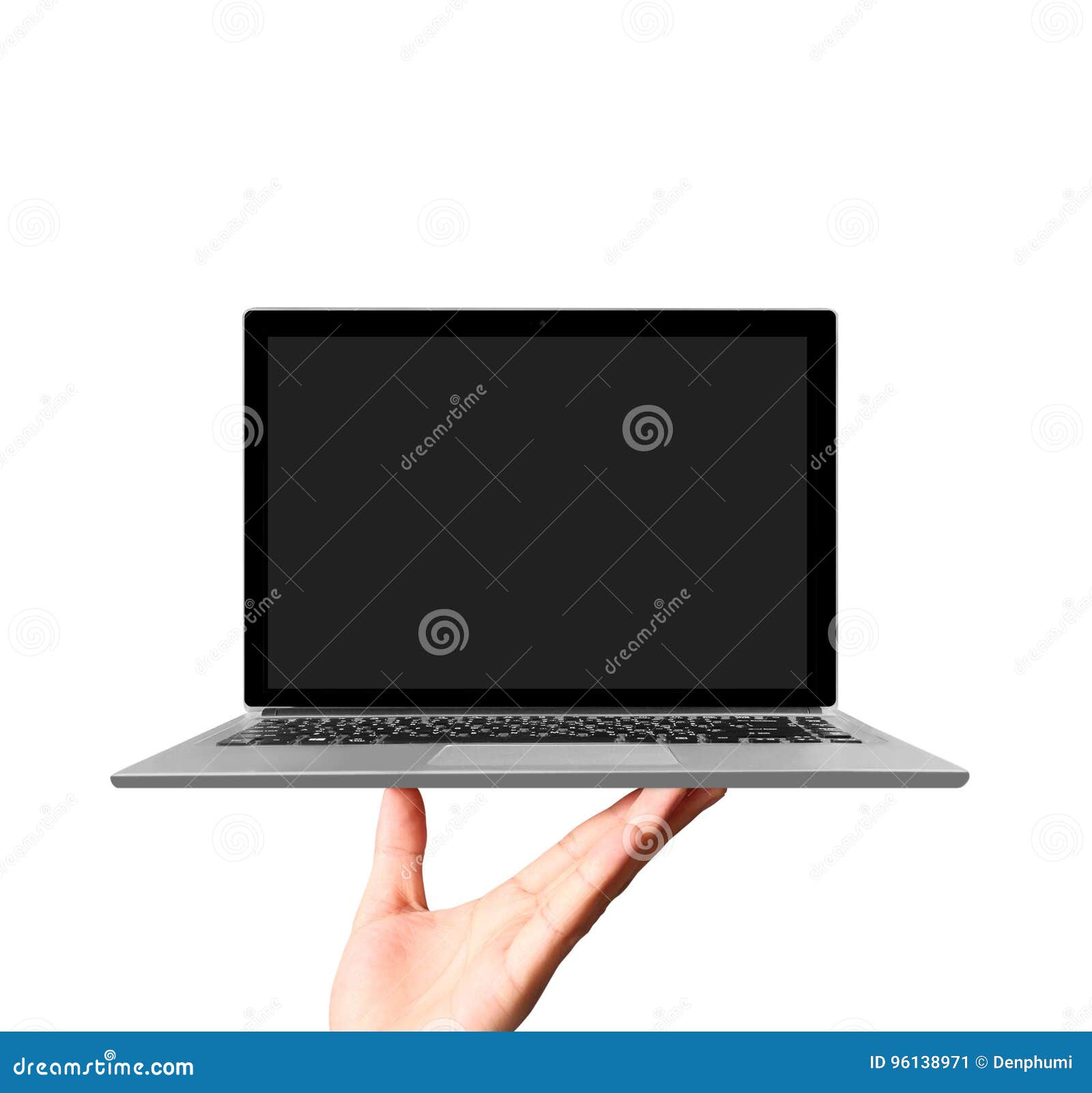 Hand holding a laptop stock image. Image of hand, communication - 96138971