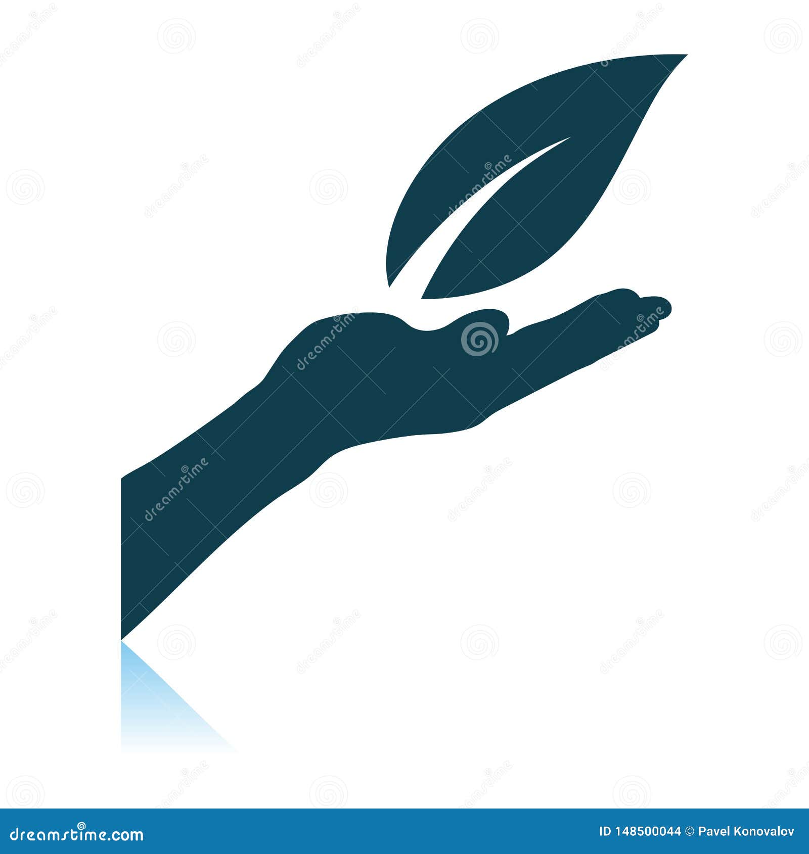 Hand Holding Leaf Icon stock vector. Illustration of human - 148500044