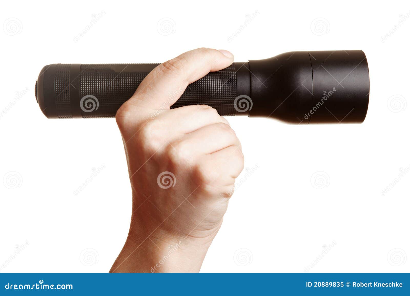 Hand Holding a LED Flashlight Stock Image - Image of flashlight, hands ...