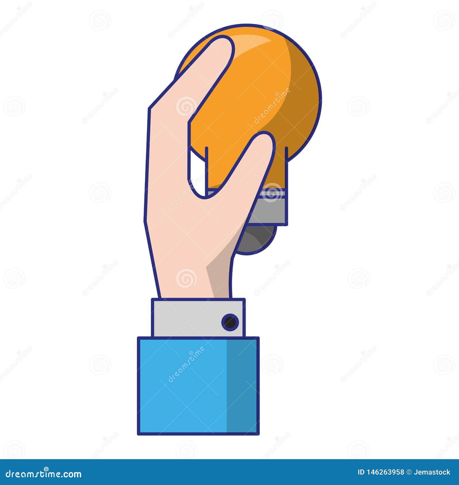 Hand holding light bulb stock vector. Illustration of cartoon - 146263958