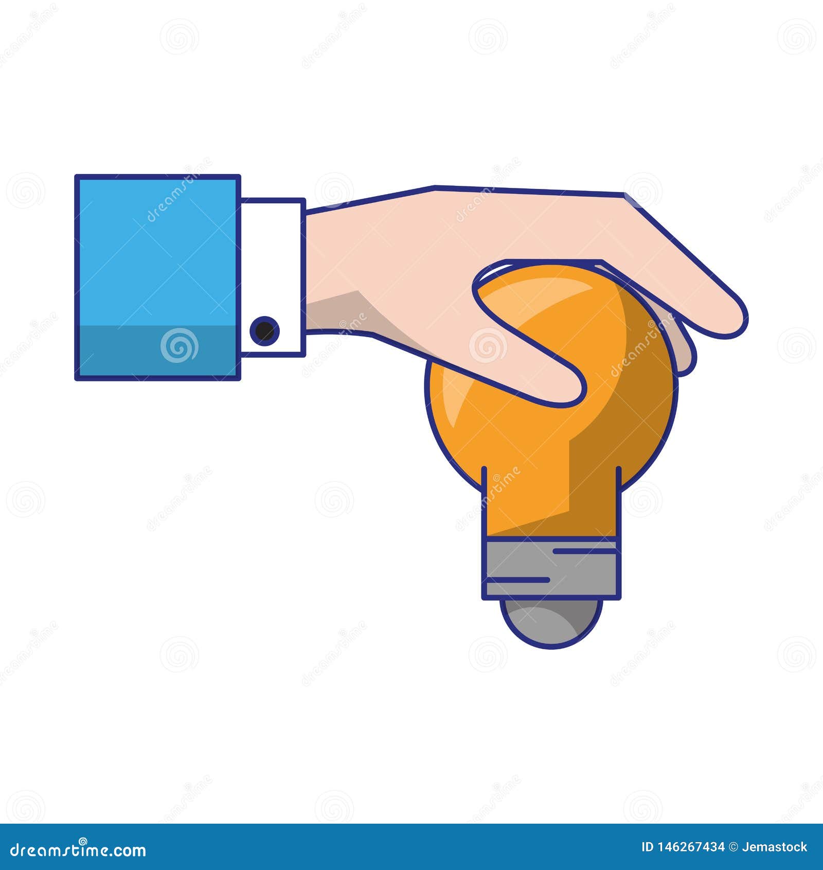 Hand holding light bulb stock vector. Illustration of holding - 146267434