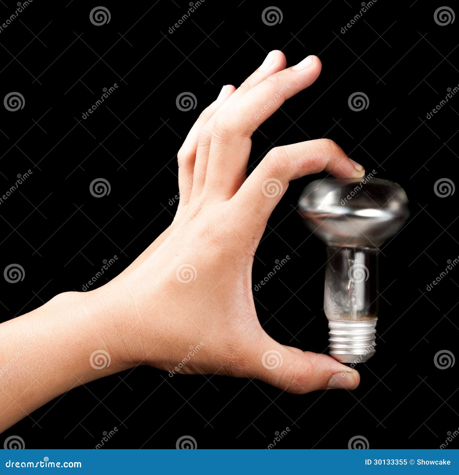 Hand Holding a Light Bulb, Isolated Dark Stock Image - Image of palm ...