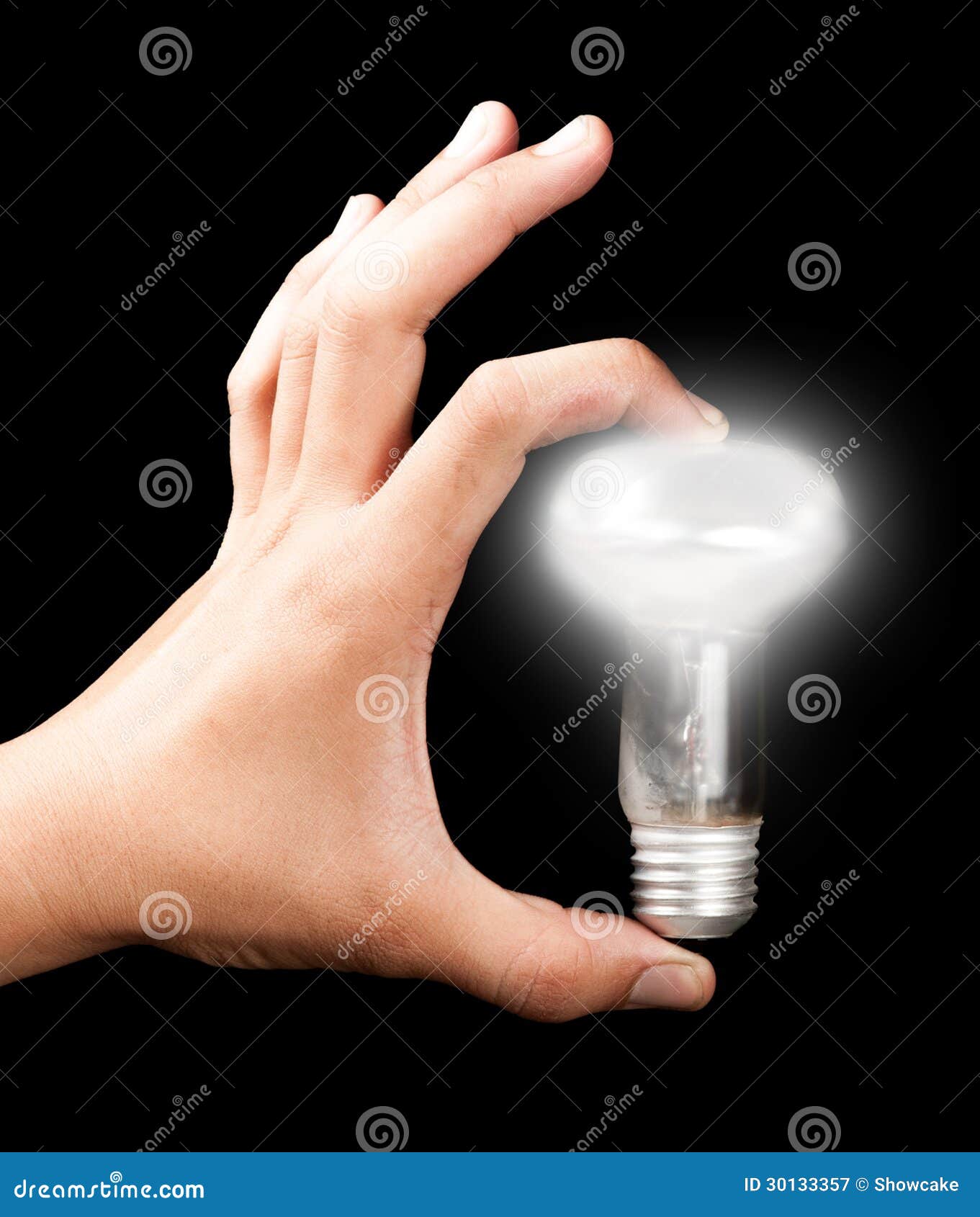 Hand Holding a Light Bulb, Isolated Dark Stock Image - Image of right ...