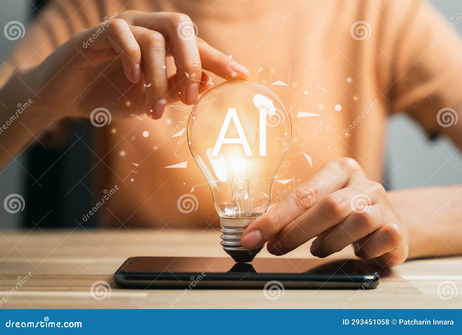 Hand Holding Light Bulb and Show Artificial Intelligence (AI ...