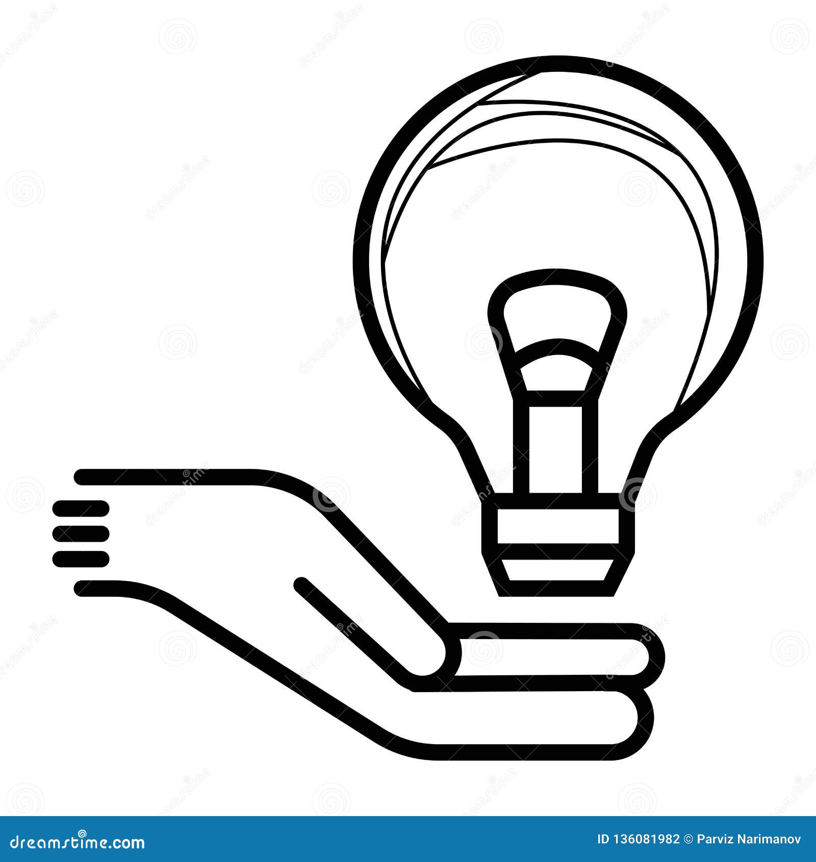 Hand Holding Light Bulb. Smart Idea Icon Stock Vector - Illustration of ...