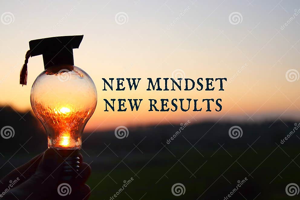Hand Holding Light Bulb with the Text New Mindset in Front of the ...