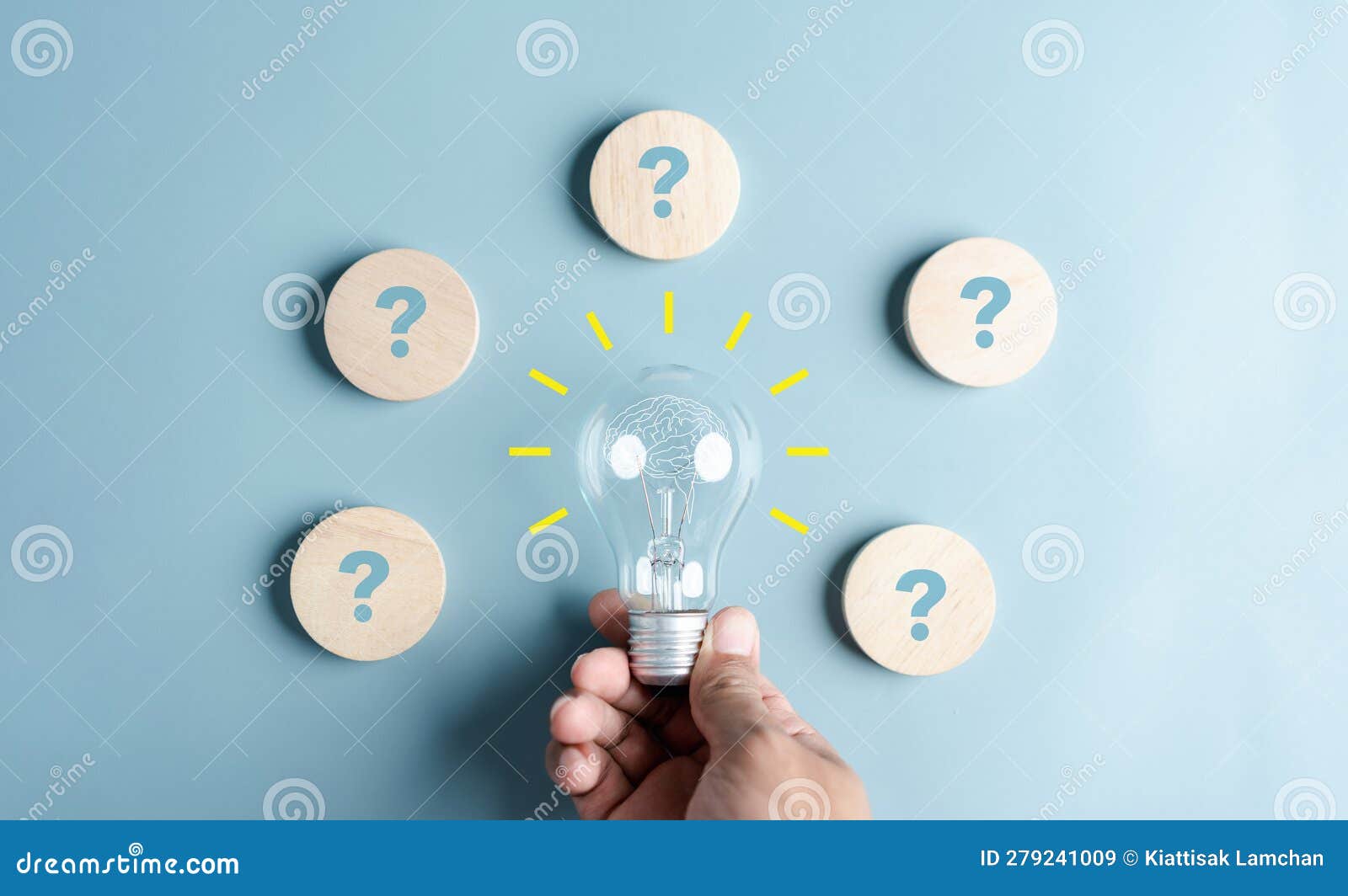 Hand Holding Light Bulb Which among Question Icon. Target Solution ...