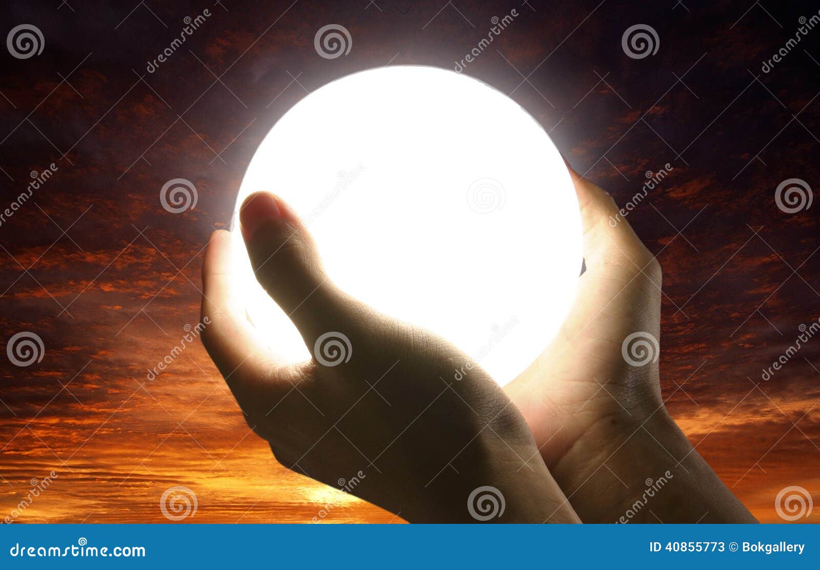 Hand holding light sphere stock image. Image of electricity - 40855773