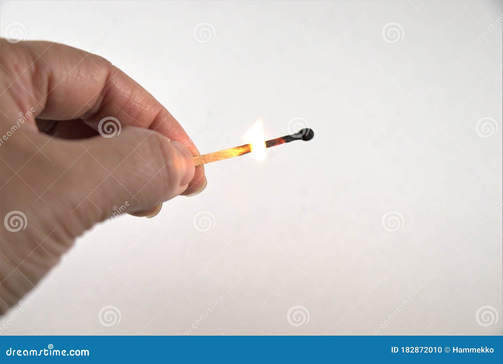 Burning Matchstick on Hand Isolated on White Stock Photo - Image of ...