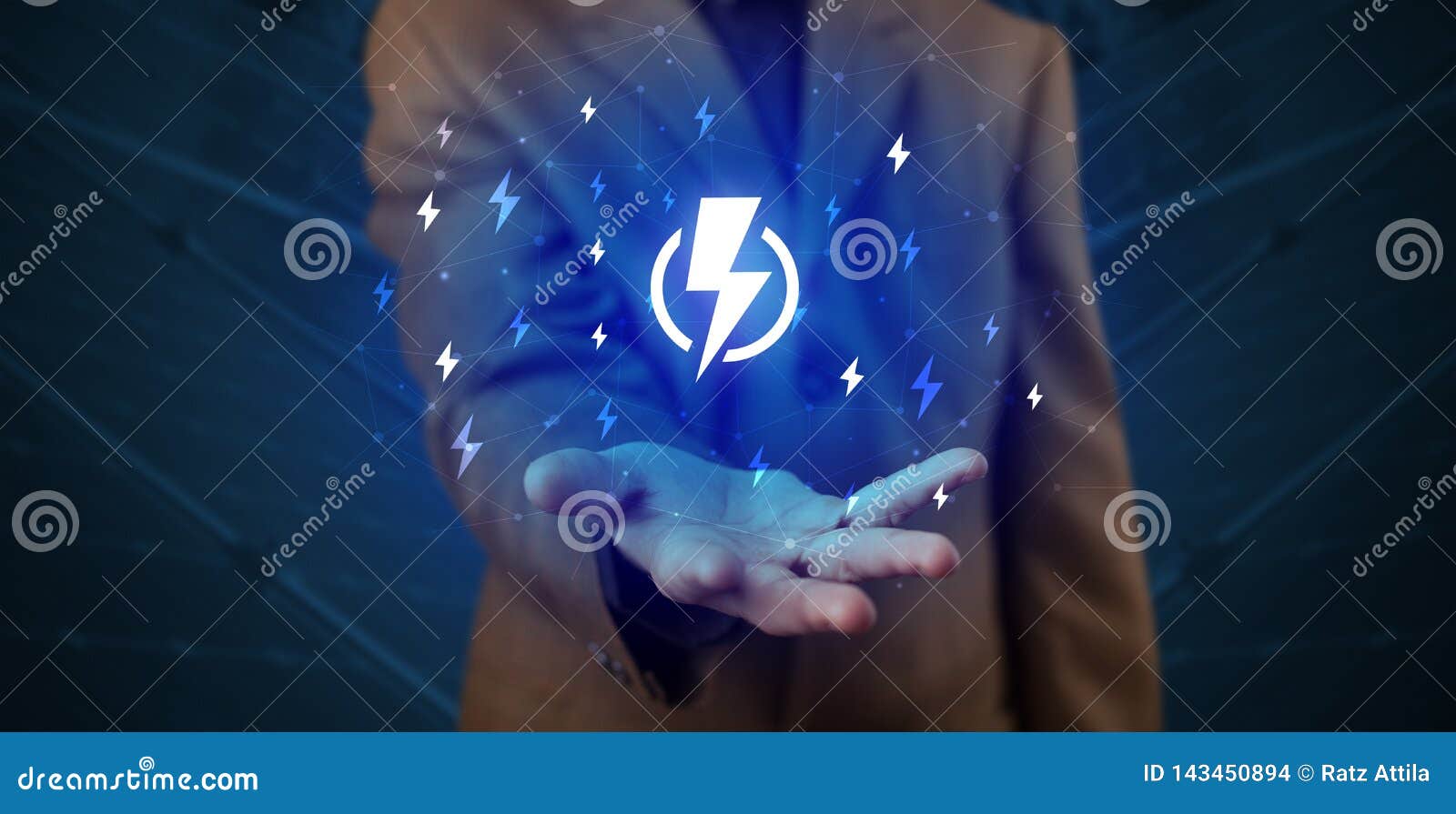 Hand Holding Lightning Bolt Stock Photo - Image of conceptual ...