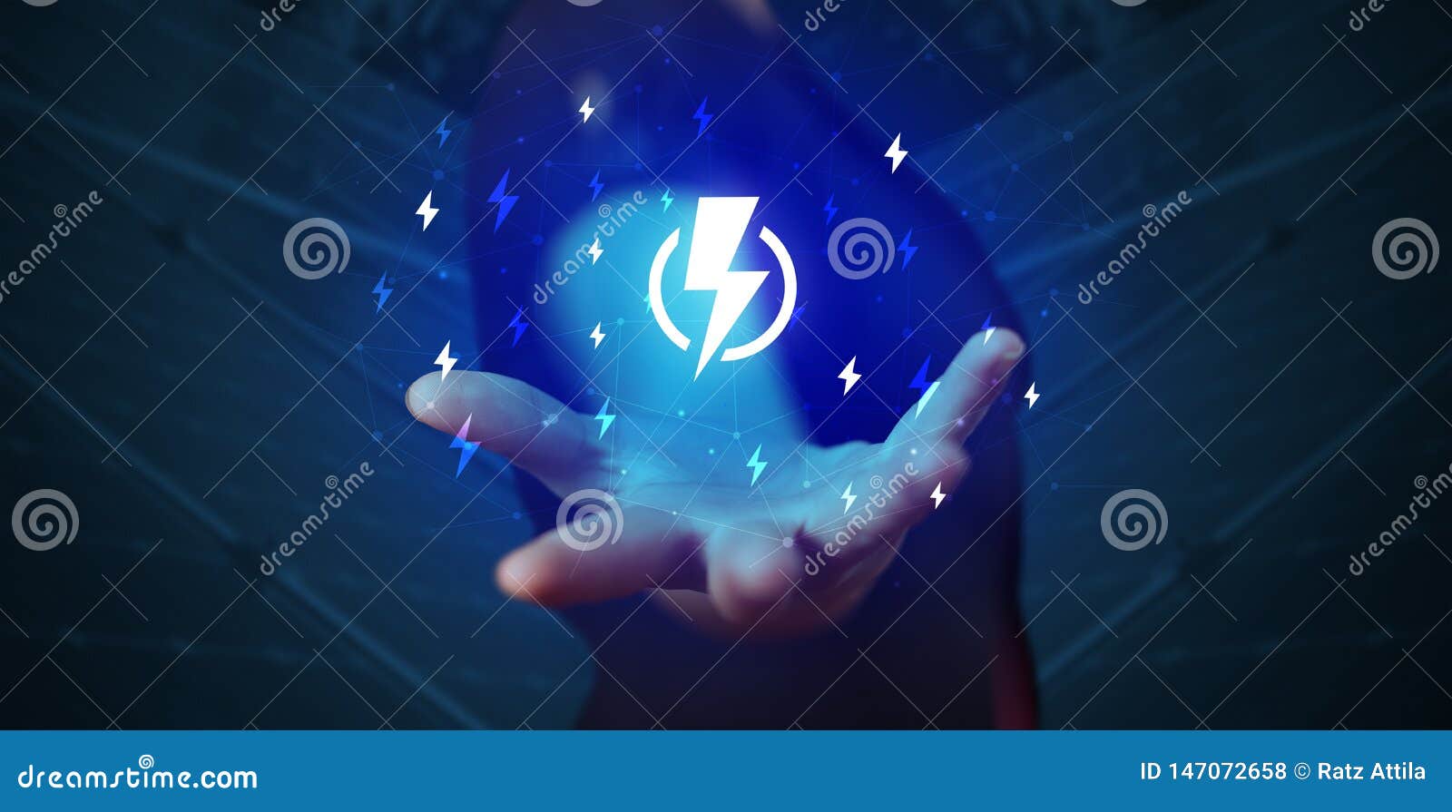 Hand Holding Lightning Bolt Stock Illustration - Illustration of ...