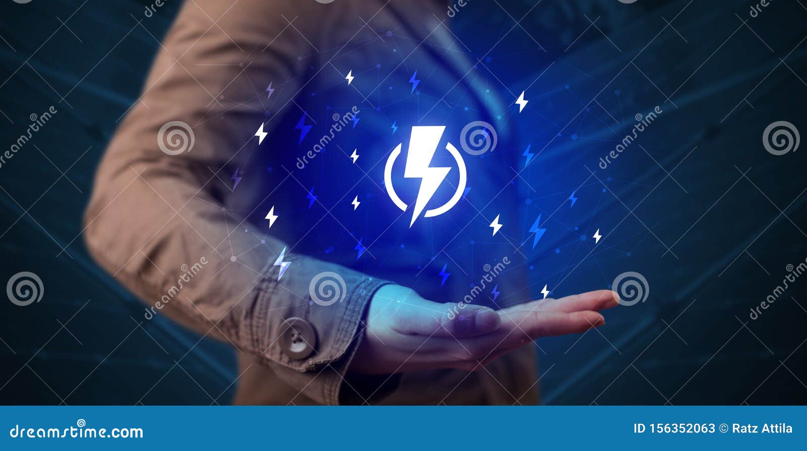 Hand Holding Lightning Bolt Stock Image - Image of control, impulse ...