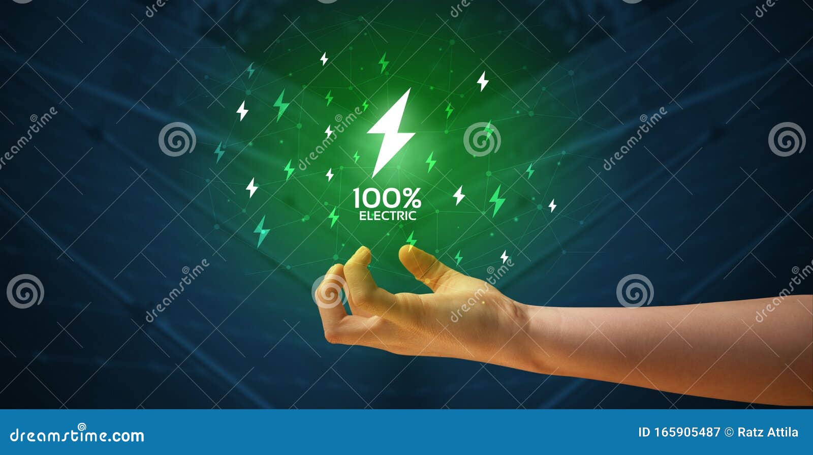 Hand Holding Lightning Bolt Stock Image - Image of abstract, background ...