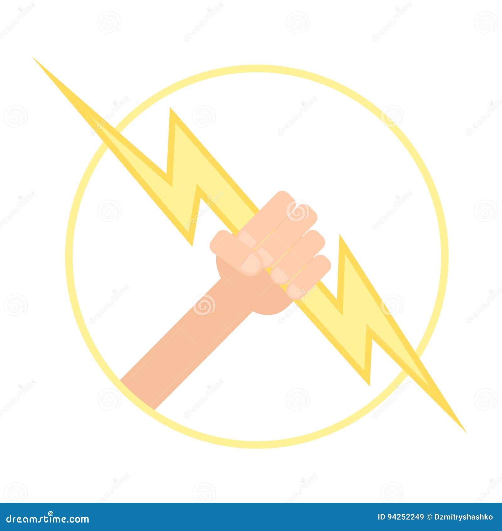 Hand holding lightning stock vector. Illustration of electrician - 94252249