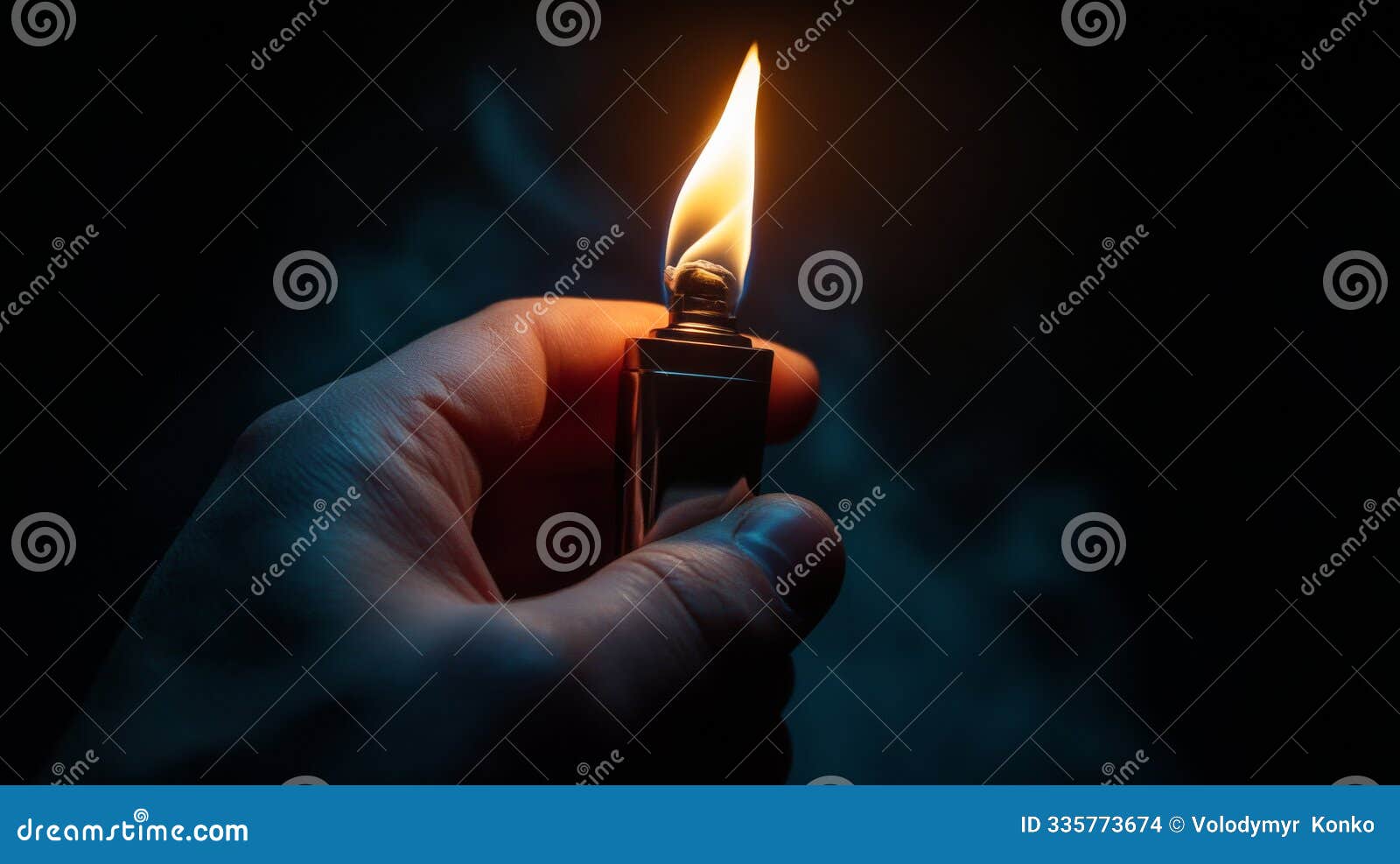 Hand Holding a Lit Lighter in the Dark, Symbolic and Mysterious Concept ...