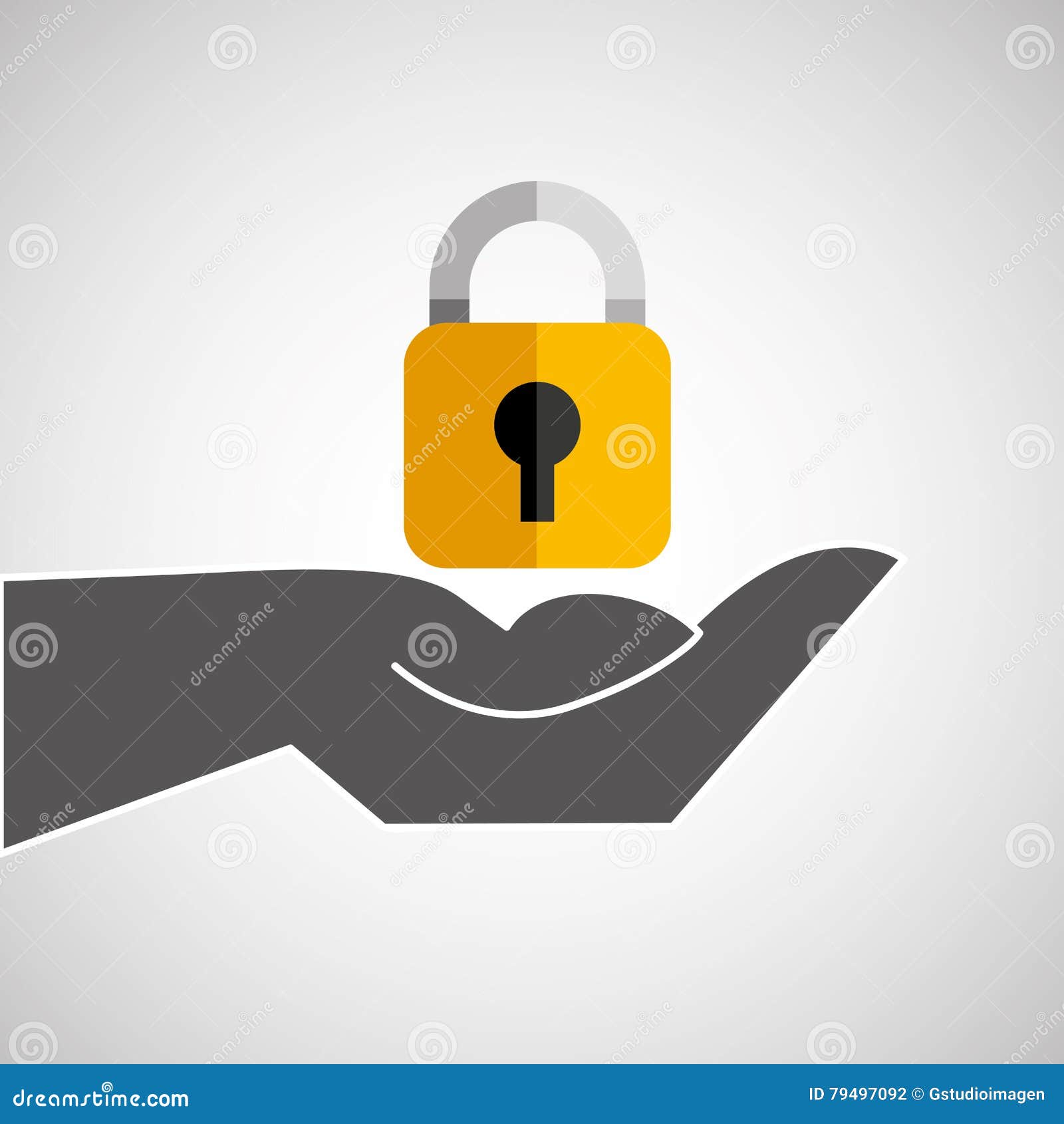 Hand holding lock icon stock illustration. Illustration of application ...