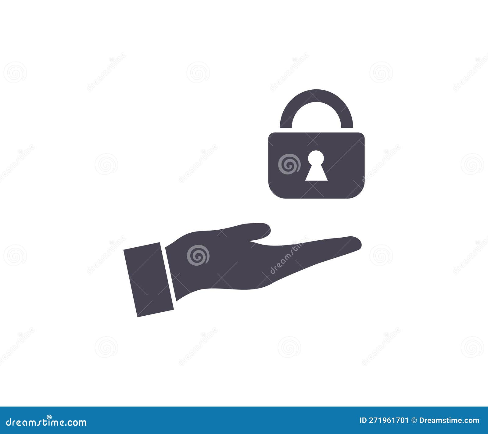 Hand Holding a Lock Padlock Icon. Protective Shield Sign Icon. Security ...
