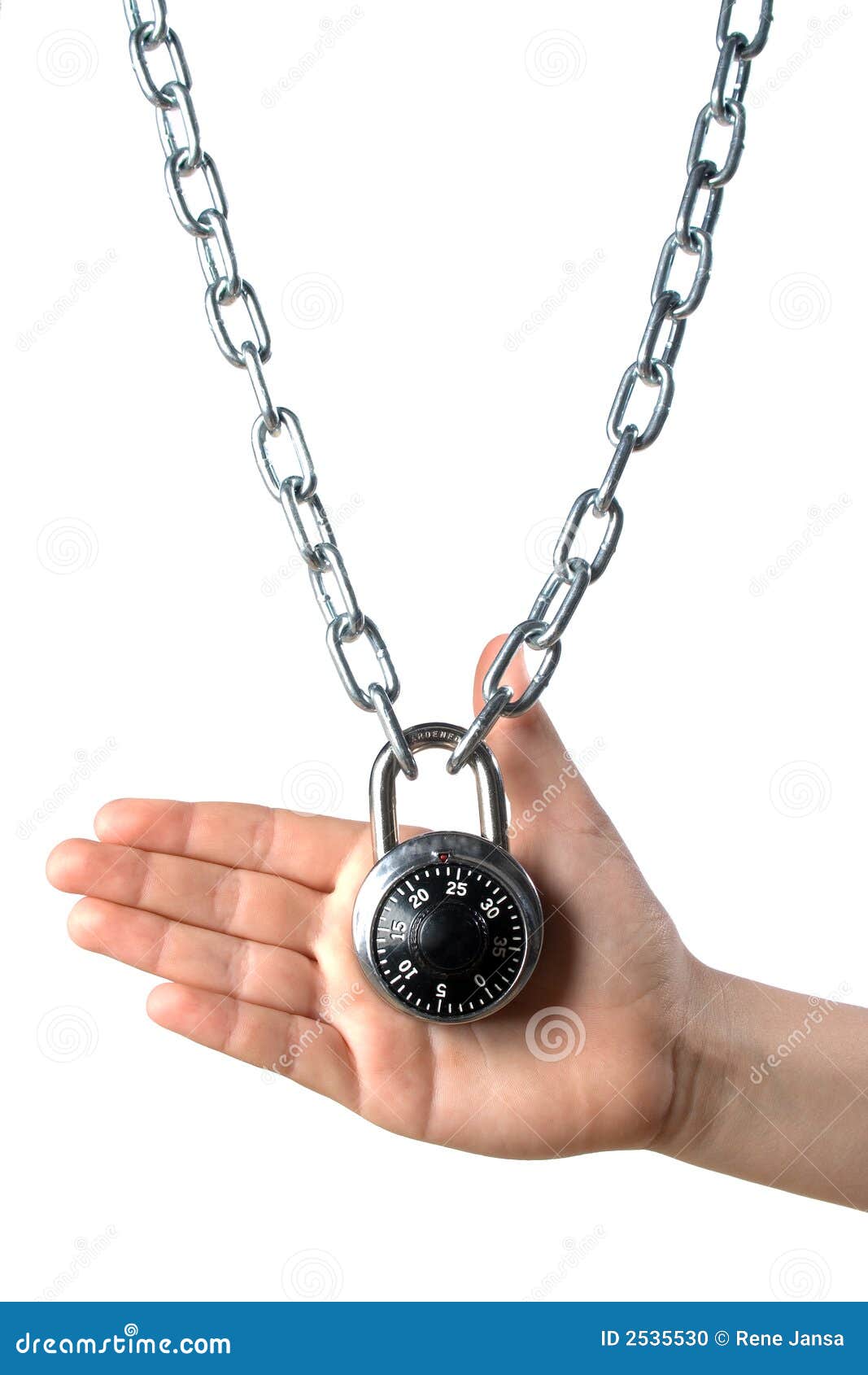 Hand holding locked chain stock photo. Image of isolated - 2535530