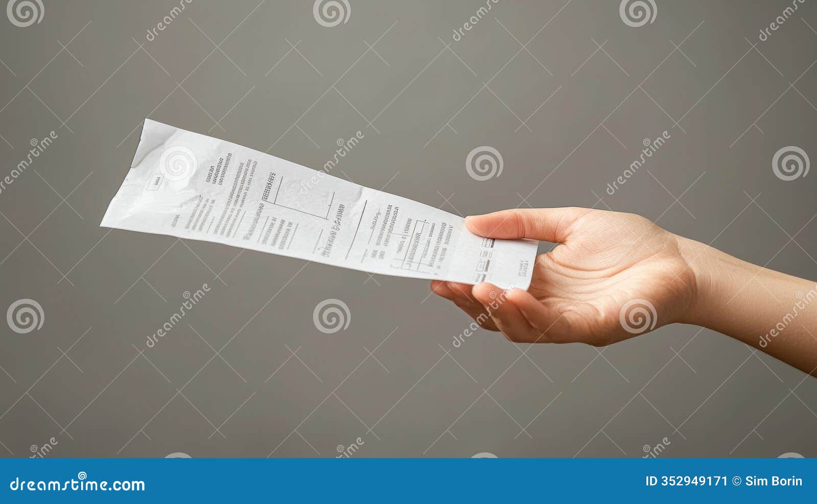 A Hand Holding a Long Receipt with Multiple Items Stock Illustration ...