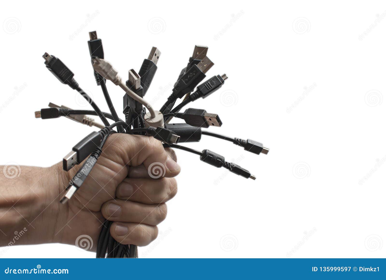 Hand with USB plugs stock image. Image of camera, black - 135999597