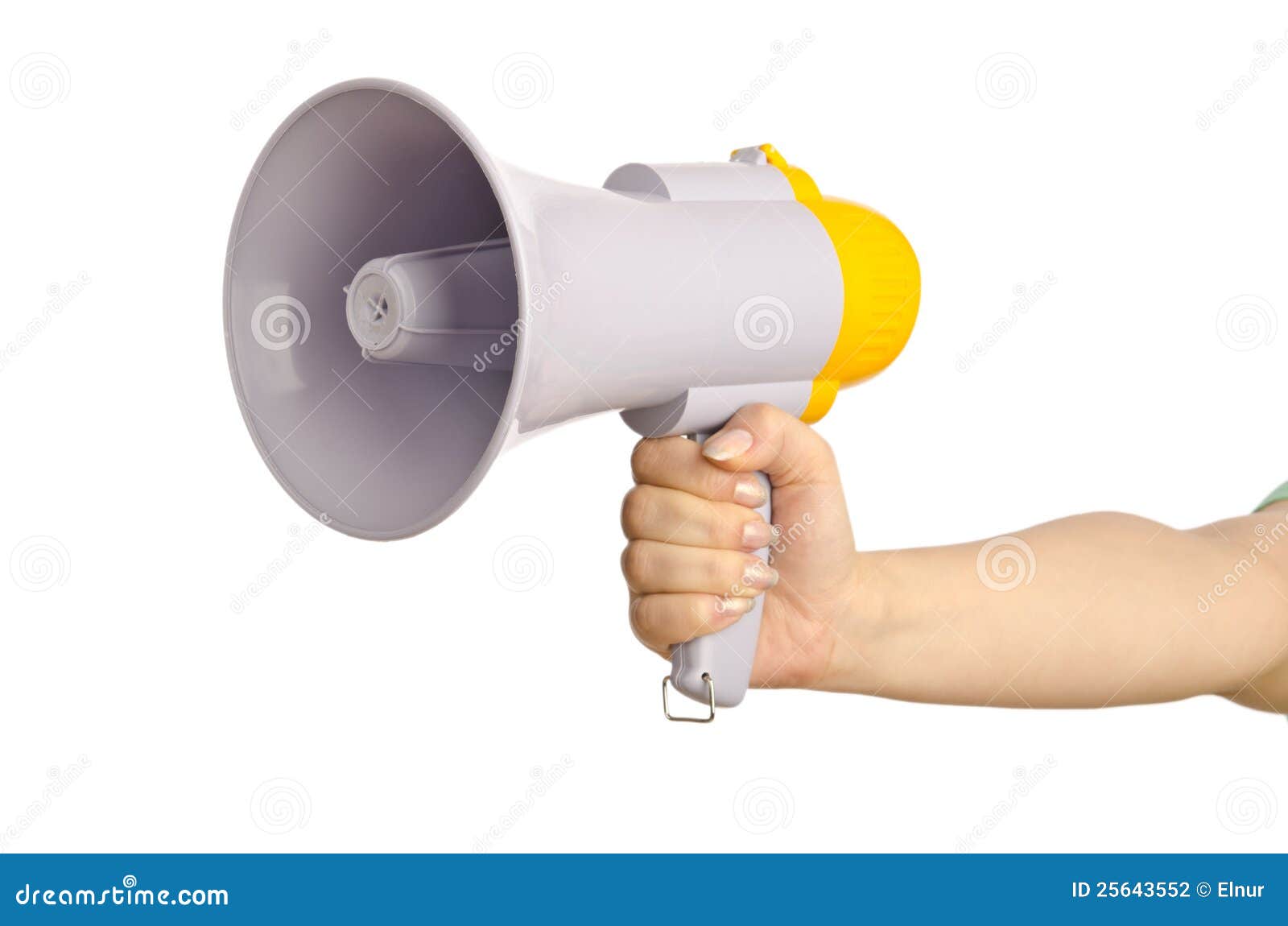 Hand holding loudspeaker stock photo. Image of announce - 25643552