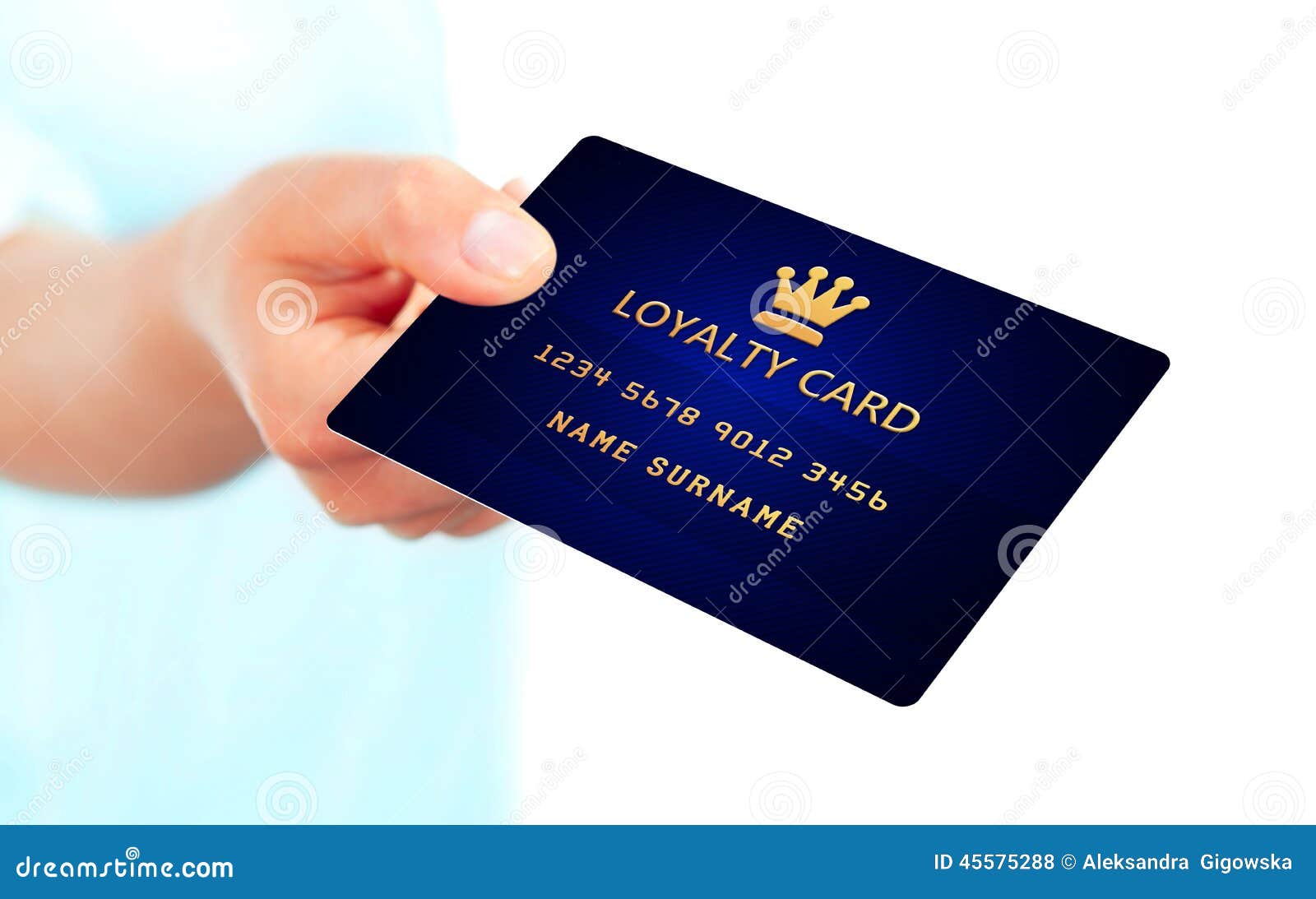 Hand Holding Loyalty Card Isolated Over White Stock Photo - Image of ...