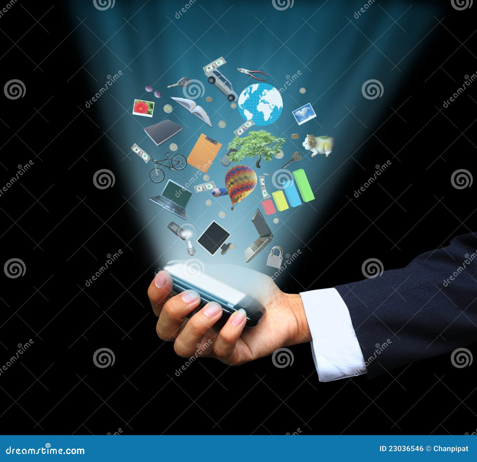 Hand holding magic phone stock photo. Image of connection - 23036546