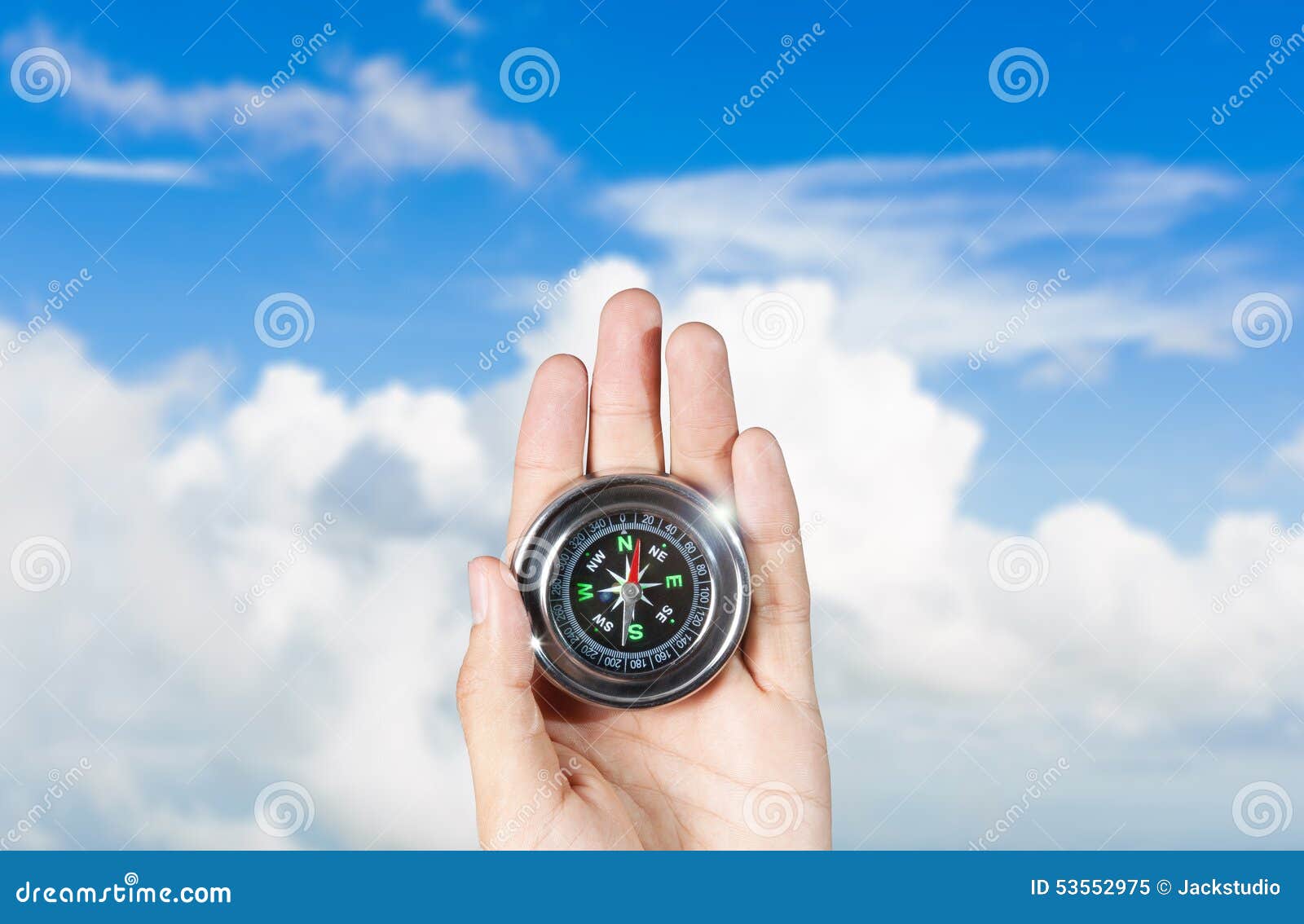 Hand Holding a Magnetic Compass Over a Landscape View Stock Image ...
