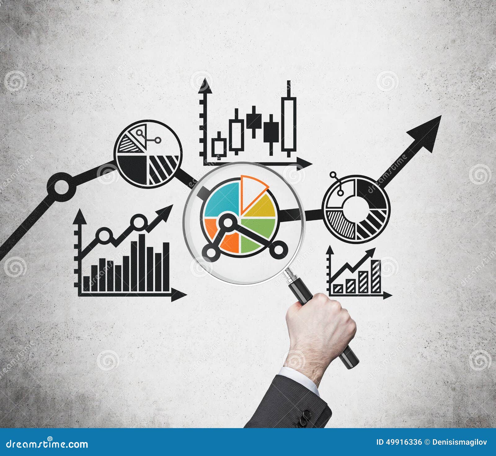 Hand Holding Magnifier Glass Stock Photo - Image of chart, research ...