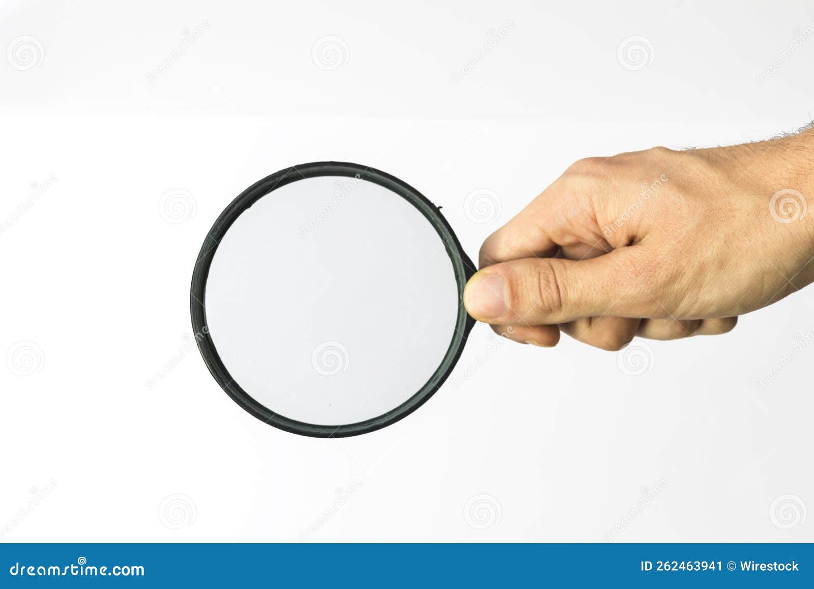 Hand Holding a Magnifier on a White Background Stock Image - Image of ...