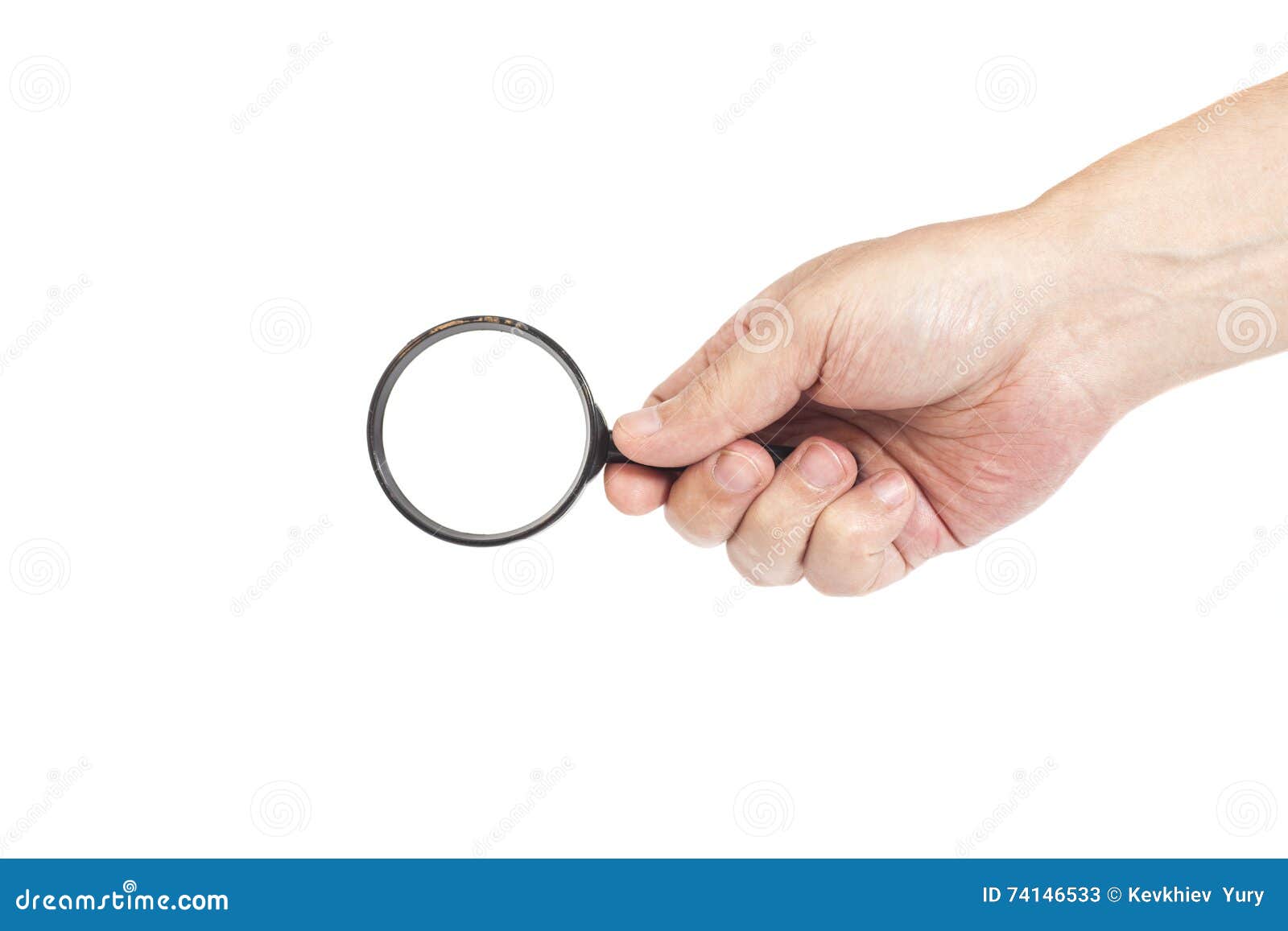 Hand Holding Magnifying Glass Isolated on White Stock Image - Image of ...
